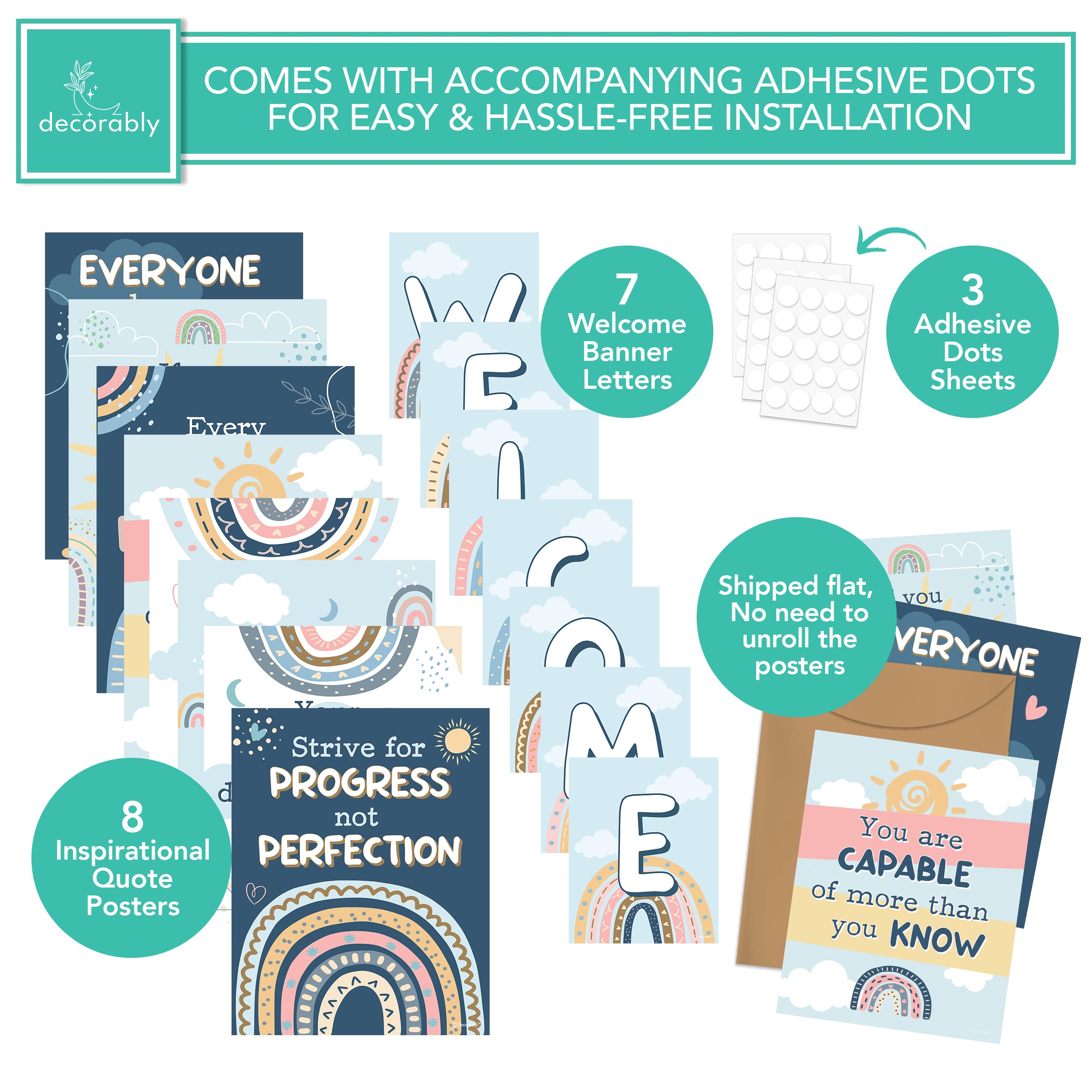 Snapklik.com : Decorably 15 Boho Welcome Sign For Classroom Poster ...