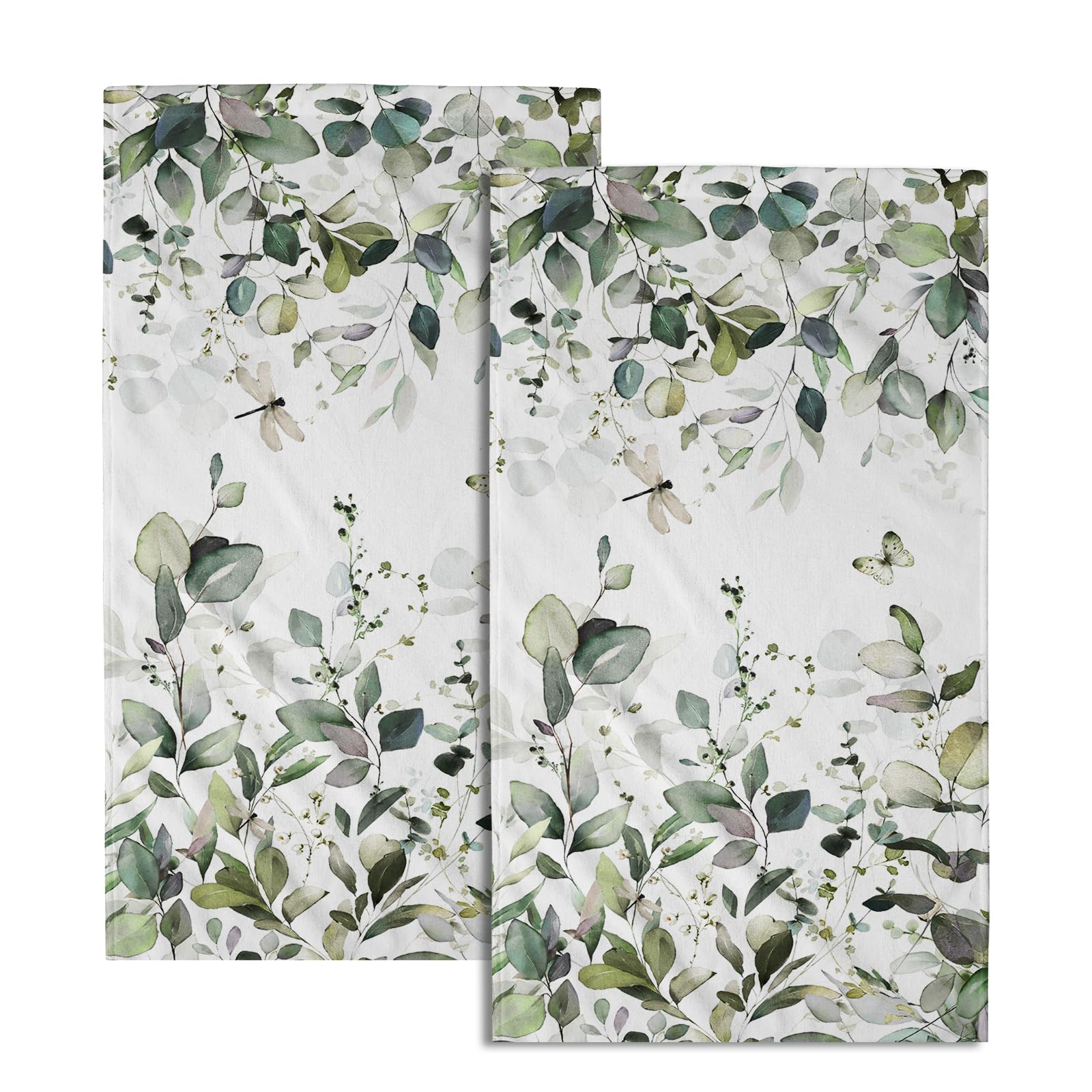 Amazon.com: Green Eucalyptus Leaves Hand Towels Spring Sage Green ...