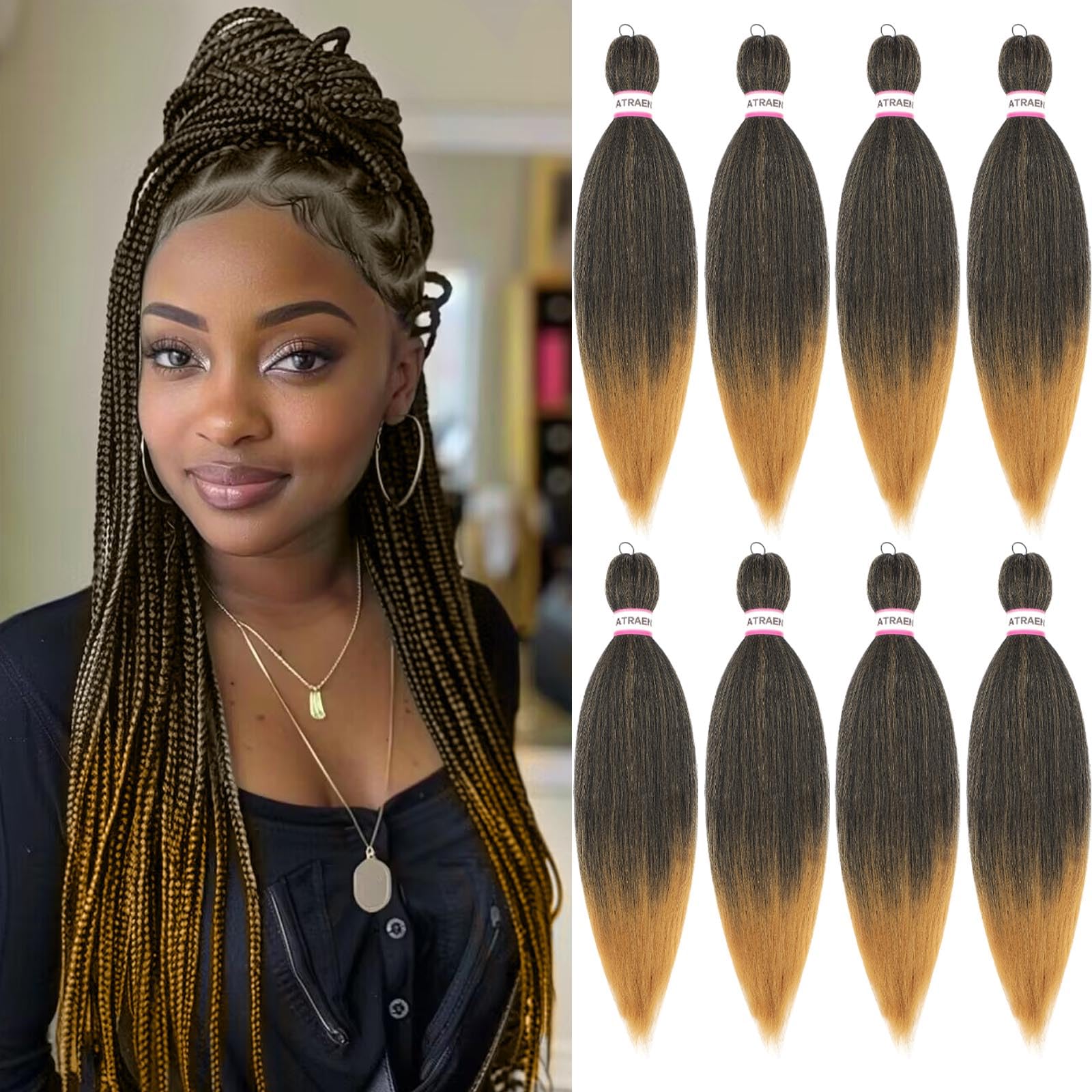 Amazon.com : Pre Stretched Braiding Hair 8 Packs - 20 Inch Ombre ...