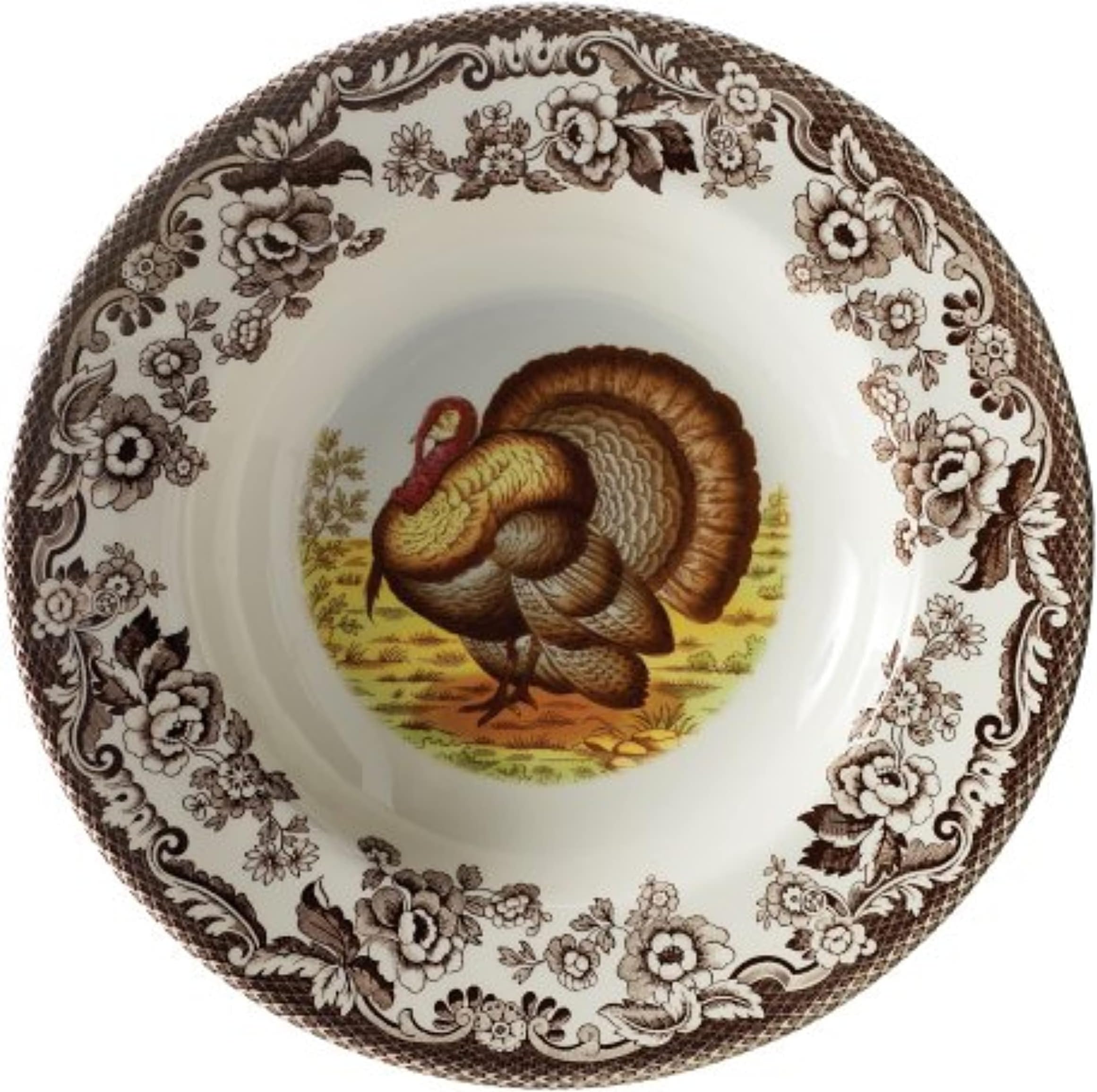 Amazon.com | Spode Woodland Turkey 9-Inch Soup Bowls - Set of 4, Large ...