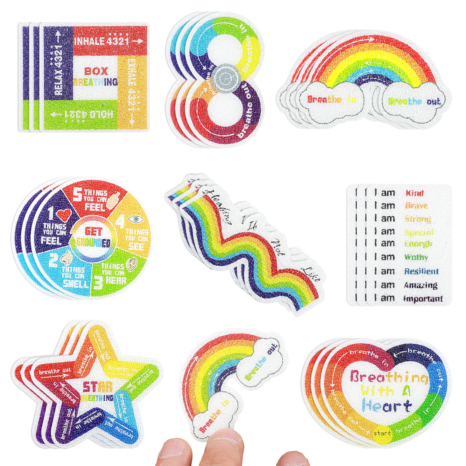 Dimeho 24 Pcs Sensory Calm Sticker Rainbow Textured Strips Anti Anxiety ...