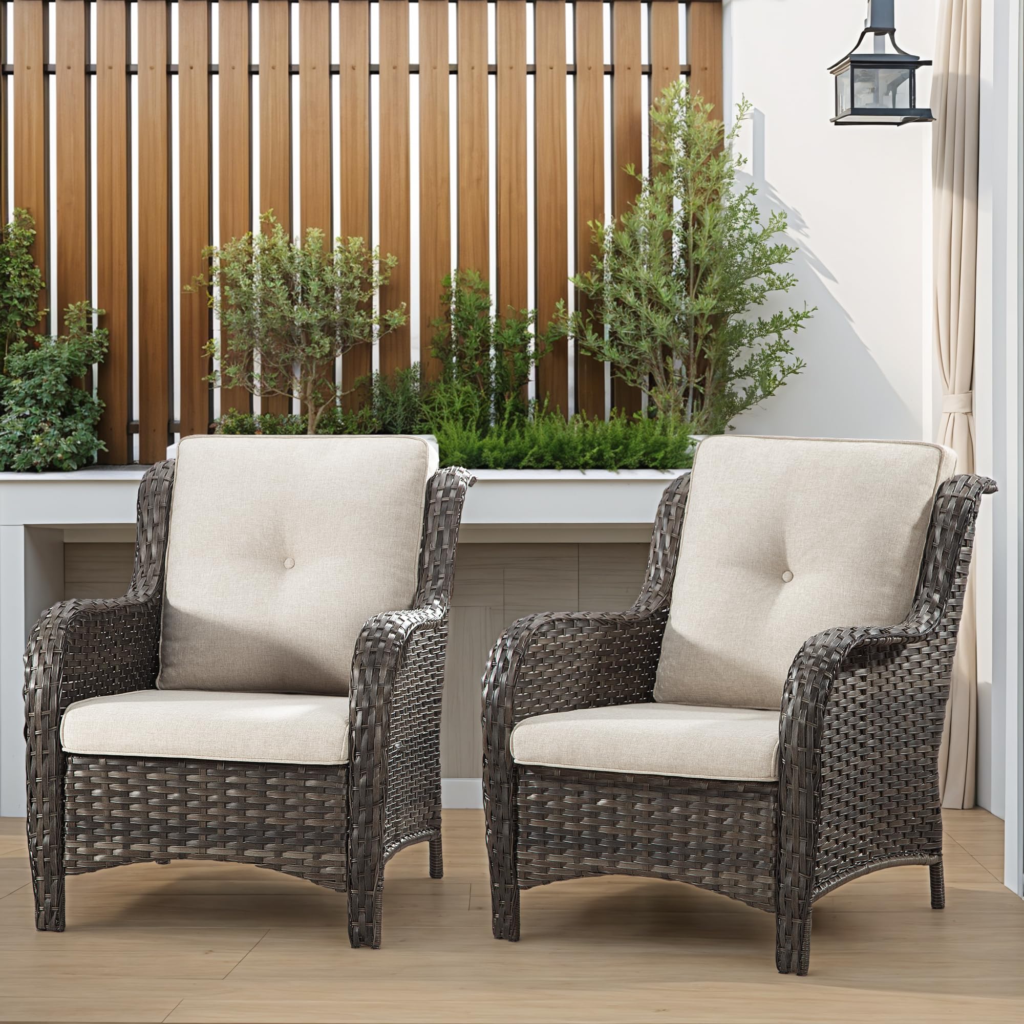 Amazon.com: Gardenbee Patio Wicker Patio Chairs Set of 2, Outdoor ...