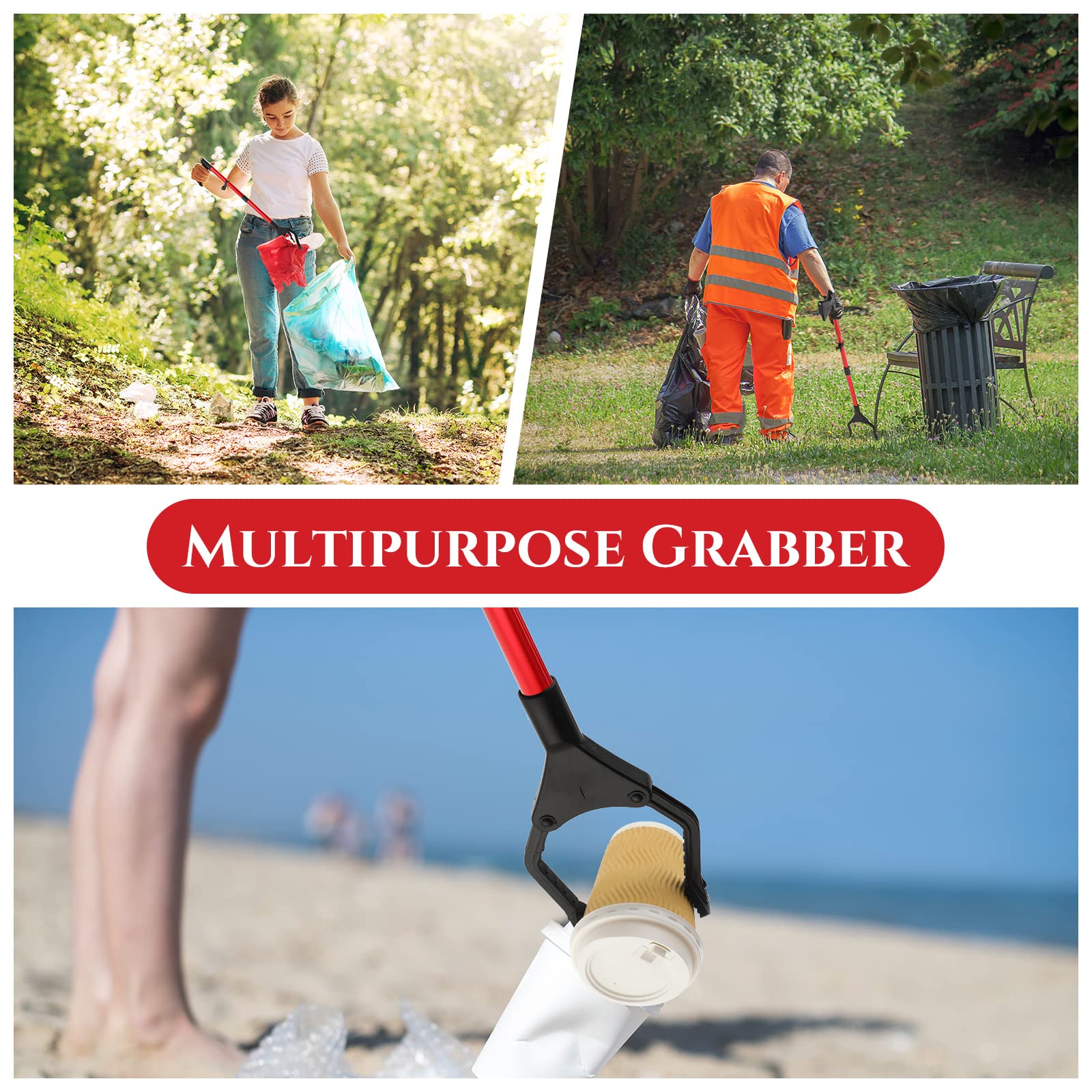 12 Pcs 32'' Grabber Reacher Tool for Elderly Pickup Arm Extender Litter ...