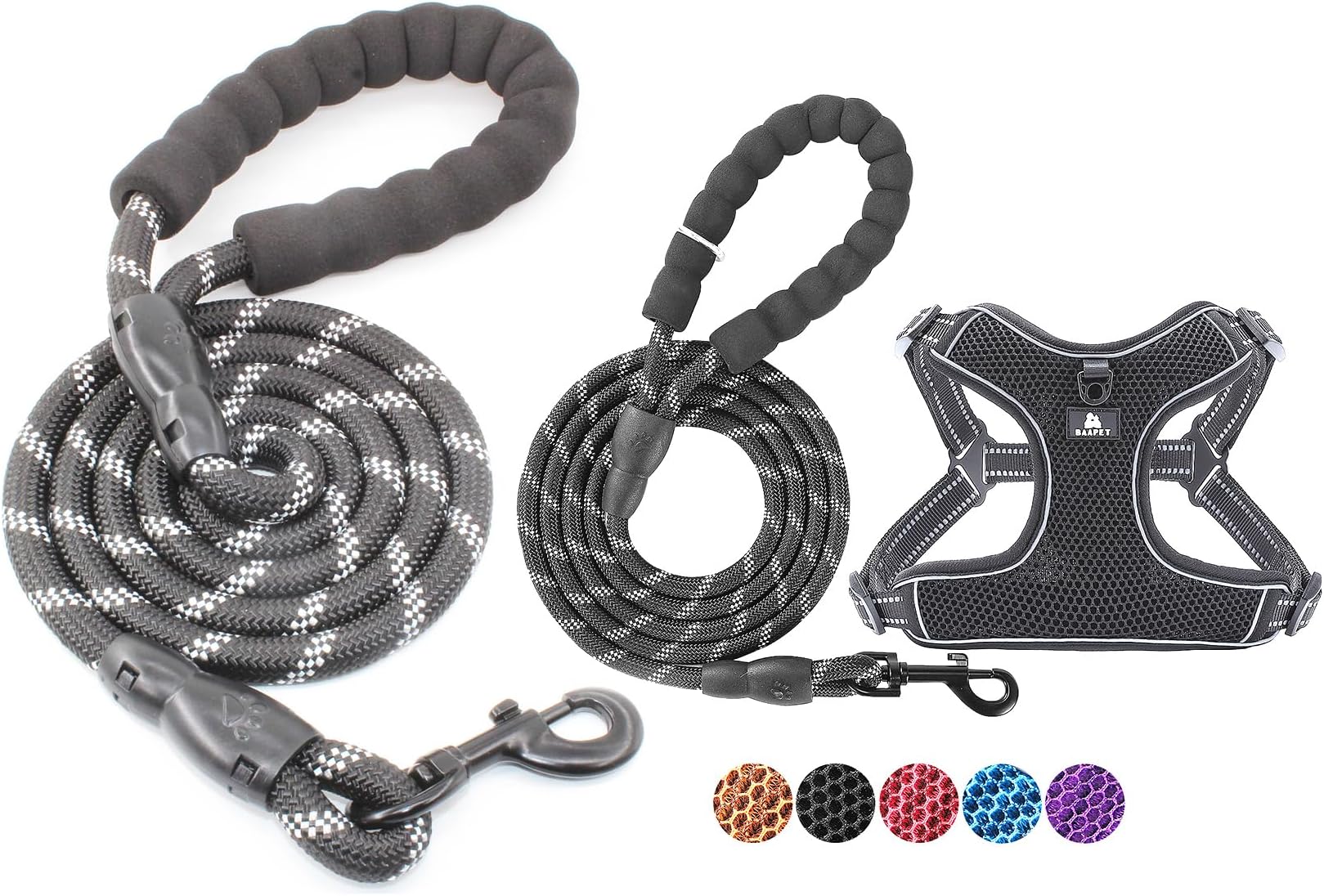 Amazon.com : BAAPET 5 Feet Leash + 6 Feet Leash with Harness : Pet Supplies