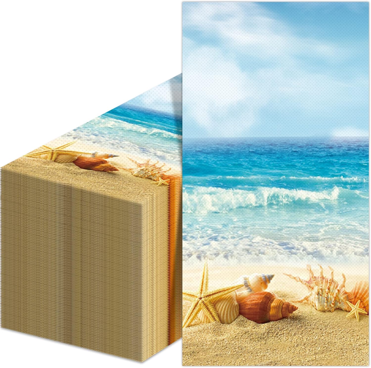 Amazon.com: Nautical Beach Napkin Sea Shells Tropical Ocean Hand Napkin ...