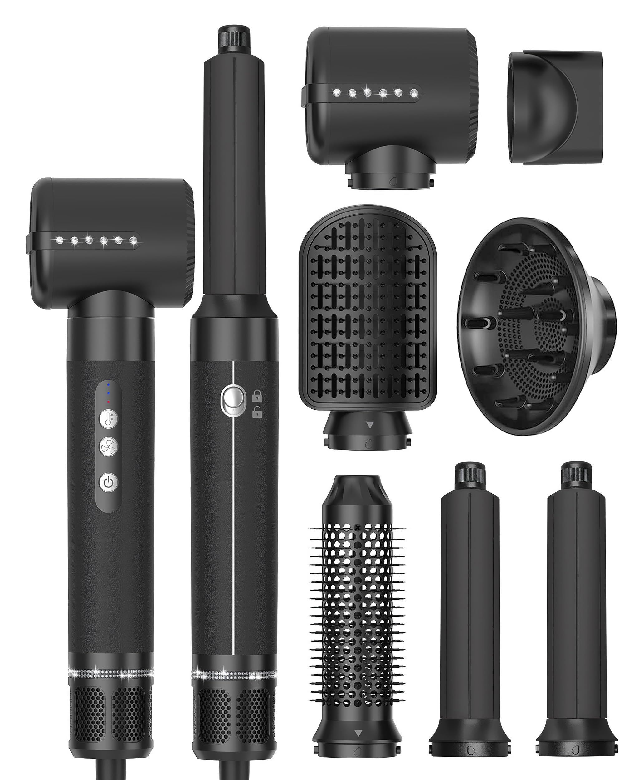 Hair Dryer Styler 7 in 1, High Speed Brushless Motor Blow Dryer Wrap ...