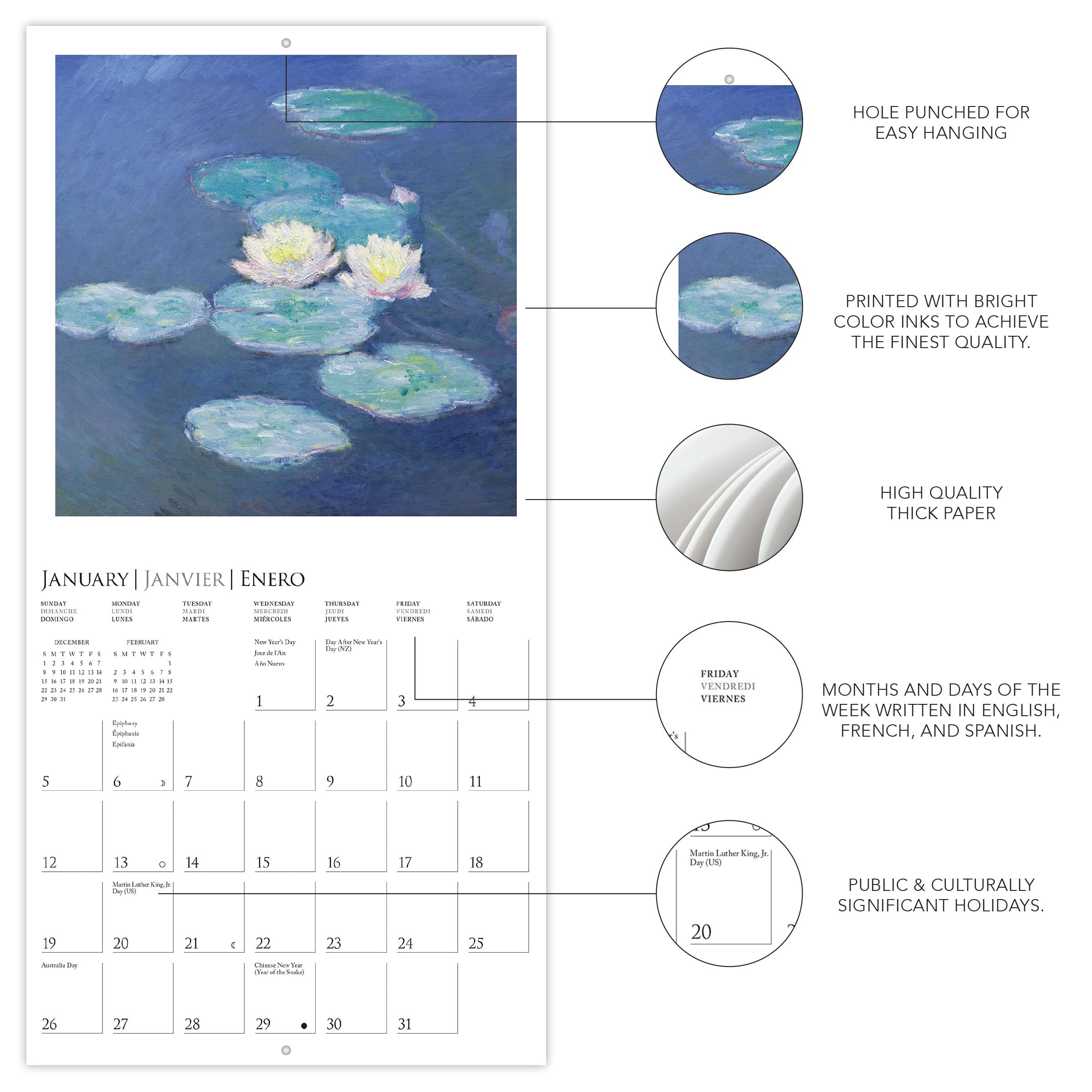 Snapklik.com : 2025 Monet Mini Wall Calendar 7” X 7” Thick Paper Home ...