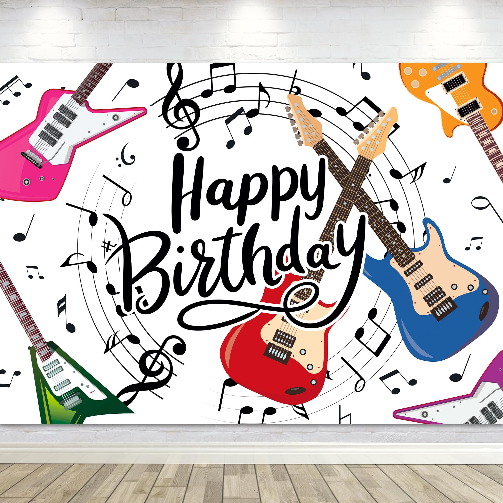 Amazon.com : LGhtyro Guitar Happy Birthday Backdrop Music Themed Rock ...