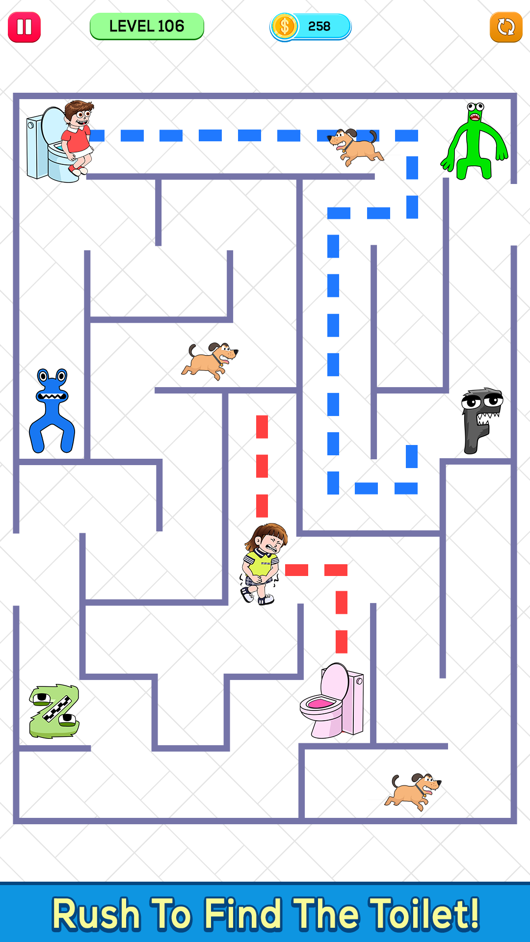 Toilet Monster Rush Race to Draw Puzzle Toilet Game for Poop race Pee ...