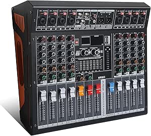 8 Channel Mixer and Amplifier Sounds Mixing Board, Pa Mixers Music 4Ohm ...