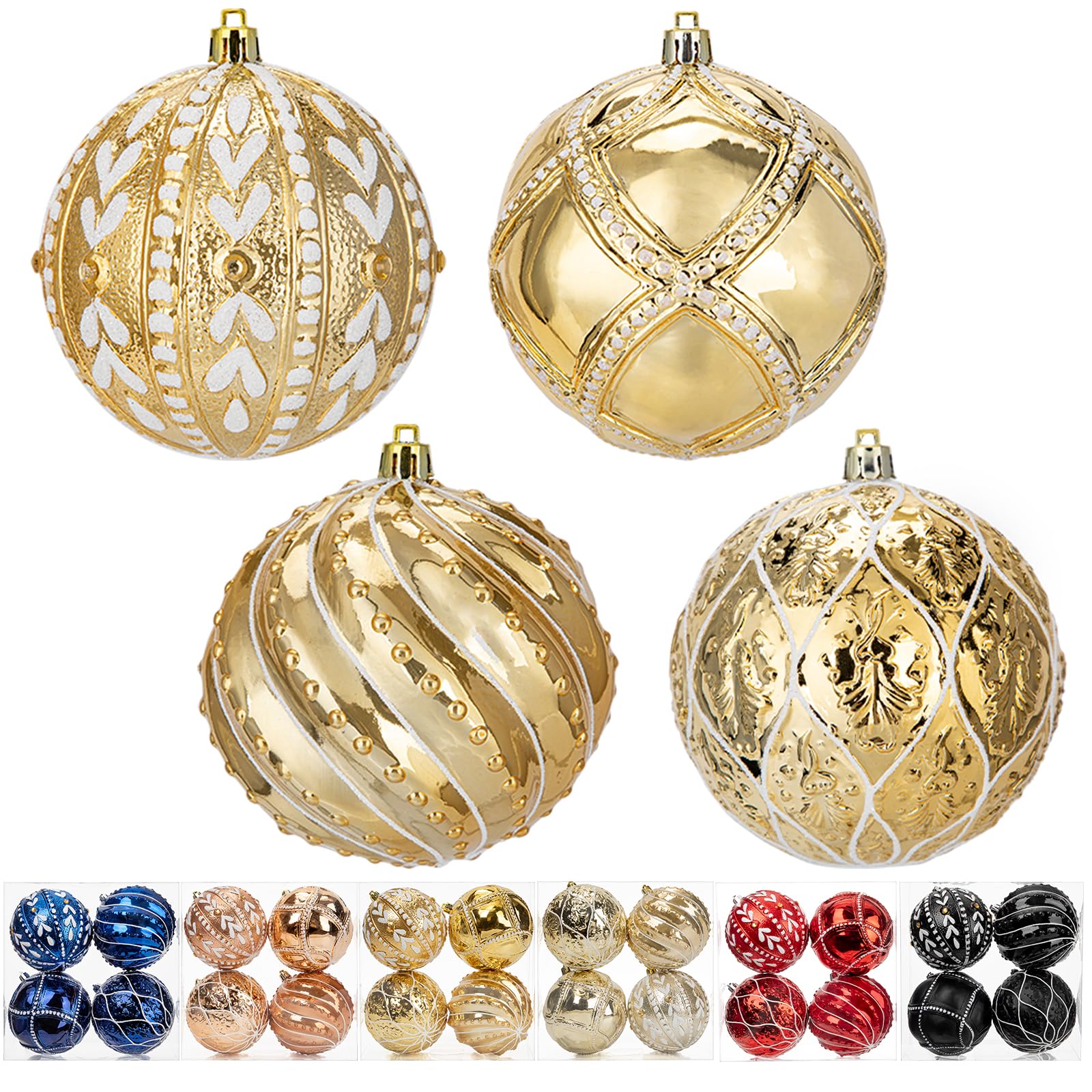 Amazon.com: Christmas Balls Ornaments 3.94" Gold Christmas Ornaments ...