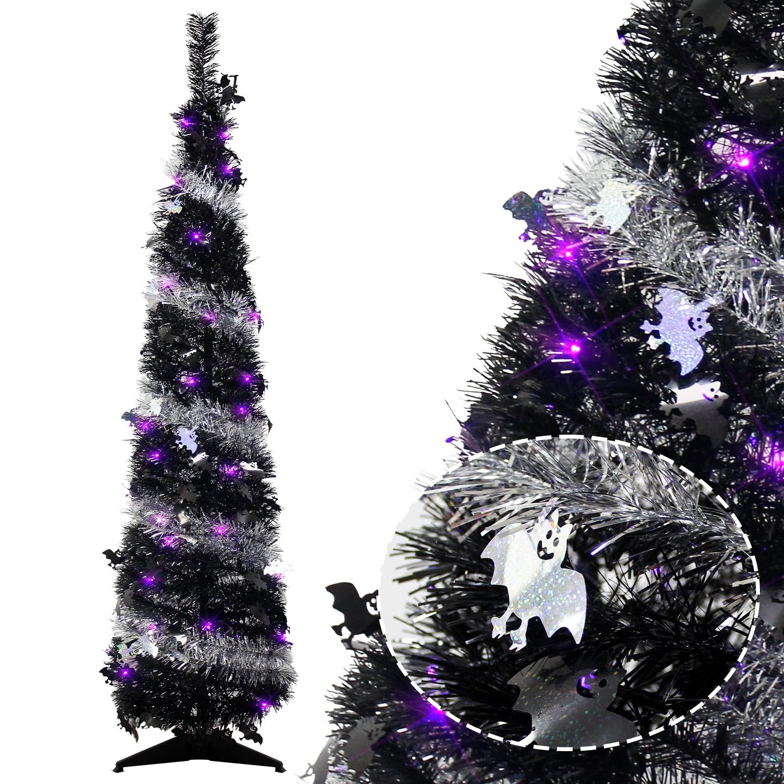 Pop up Christmas Tree for Indoor Decoration with LED Lights,5FT Lighted ...