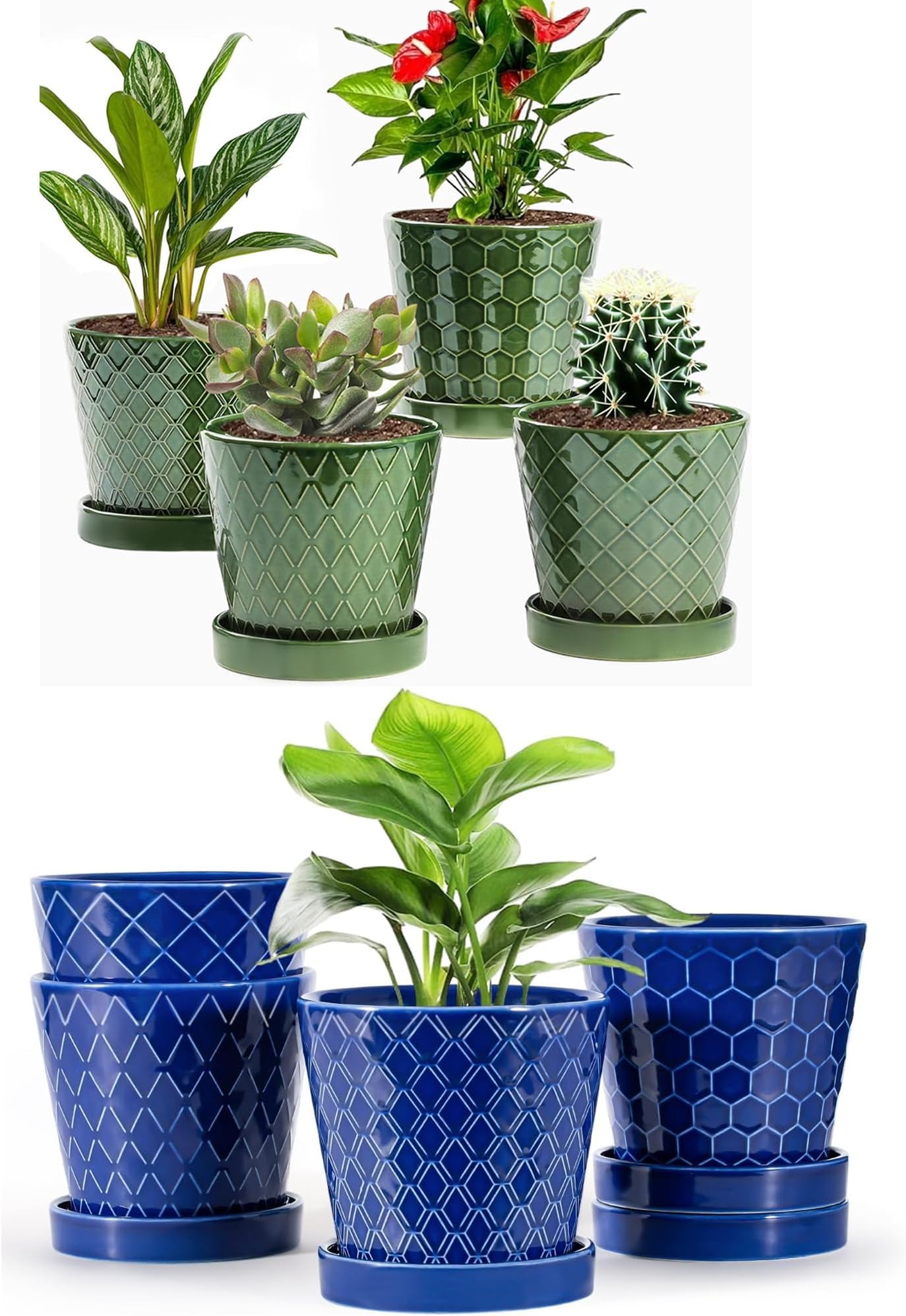 Amazon.com: EFISPSS Flower Planter –5 inch Ceramic Plant Pots with ...