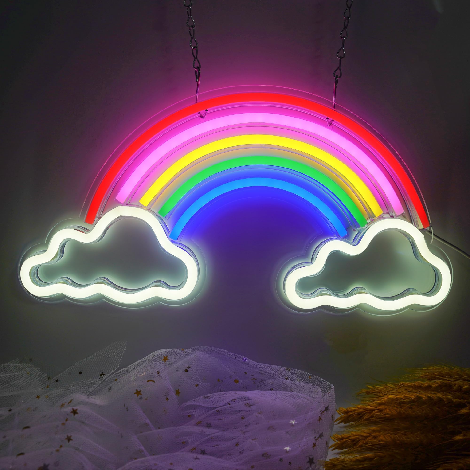 Arc-en-ciel LED Néon Lumières Art Coloré Néon Lampe Lampe Nuit ...