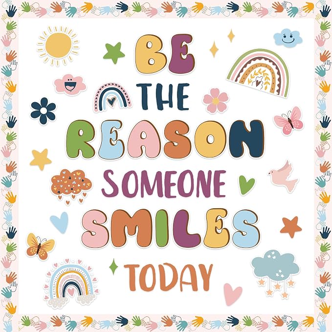 Amazon.com: Classroom Bulletin Board Decoration: 50 Pcs Boho Rainbow Be ...