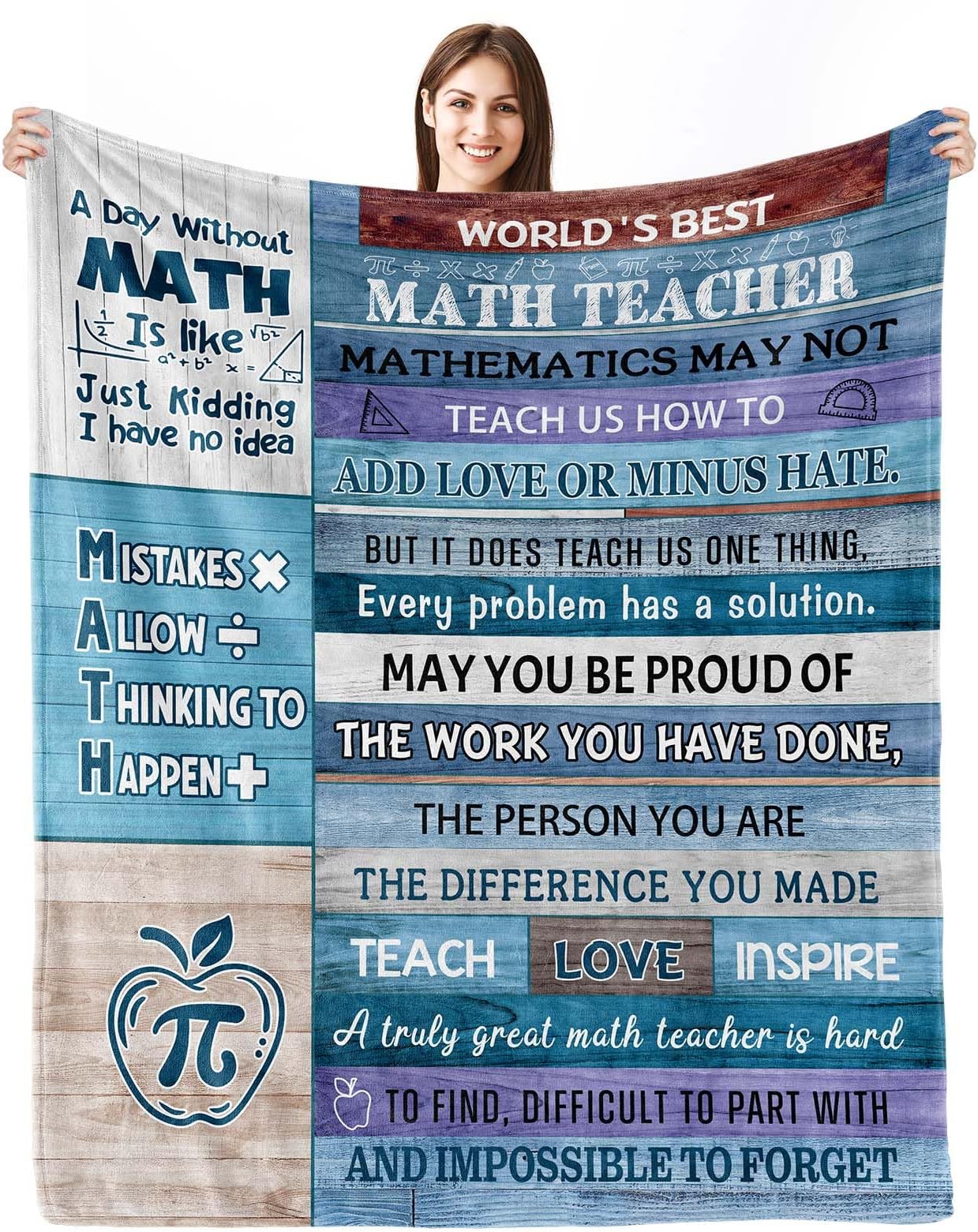 Amazon.com: MACOIOR Math Teacher Gift, Math Teacher Blanket, Math Gifts ...