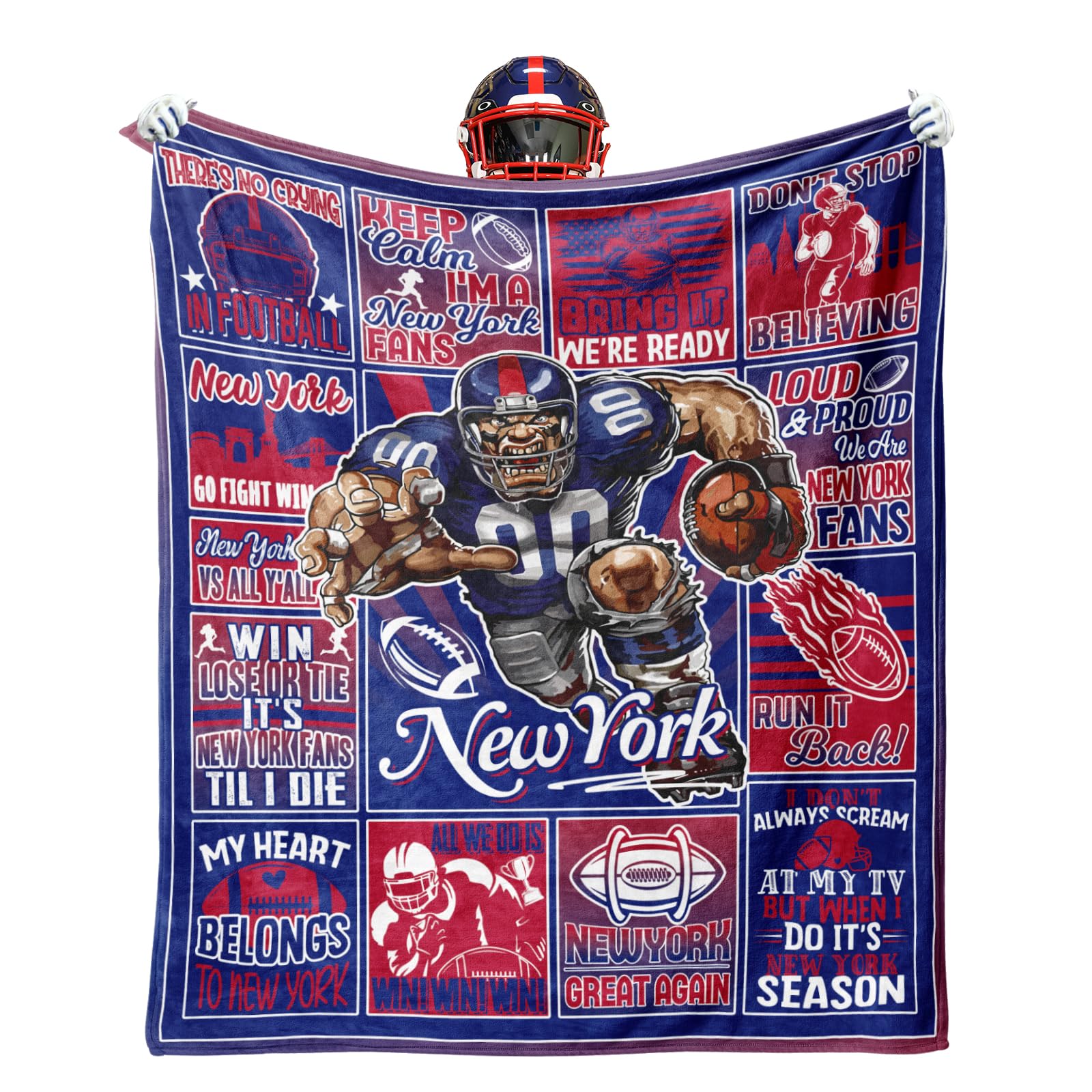 Amazon.com: VIGKOIR Blue Red Football Throw Blanket, Football Team ...