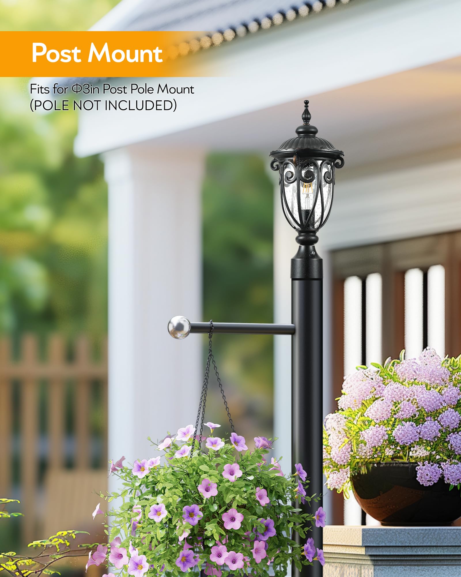 VIANIS Dusk to Dawn Outdoor Post Light with Pier Mount Base, Waterproof ...
