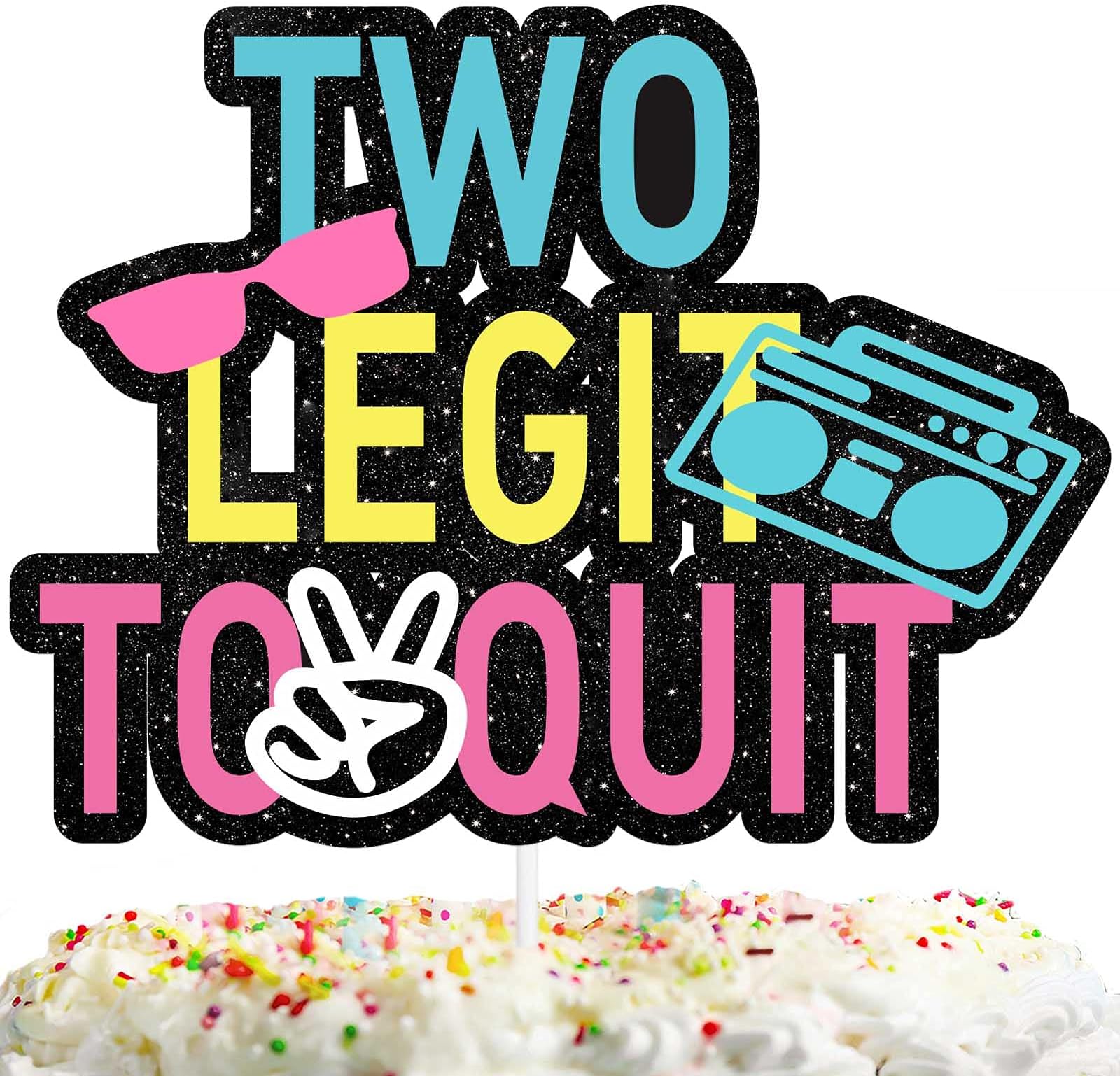 Amazon.com: Two Legit Cake Topper,Glitter Two Legit to Quit ,Two Years ...