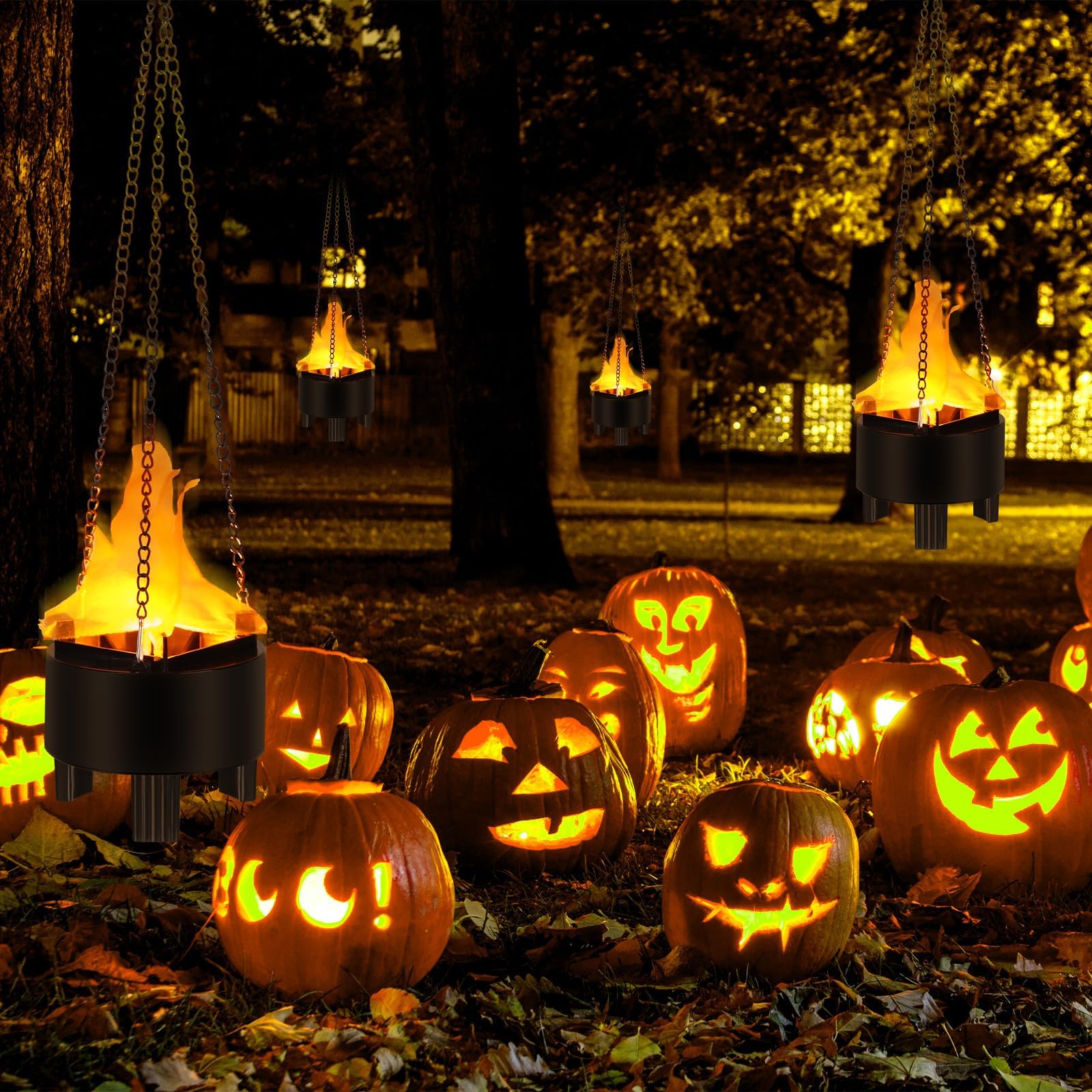 Snapklik.com : 4 Pcs Halloween Hanging Fake Fire Flames 3D LED Flame ...