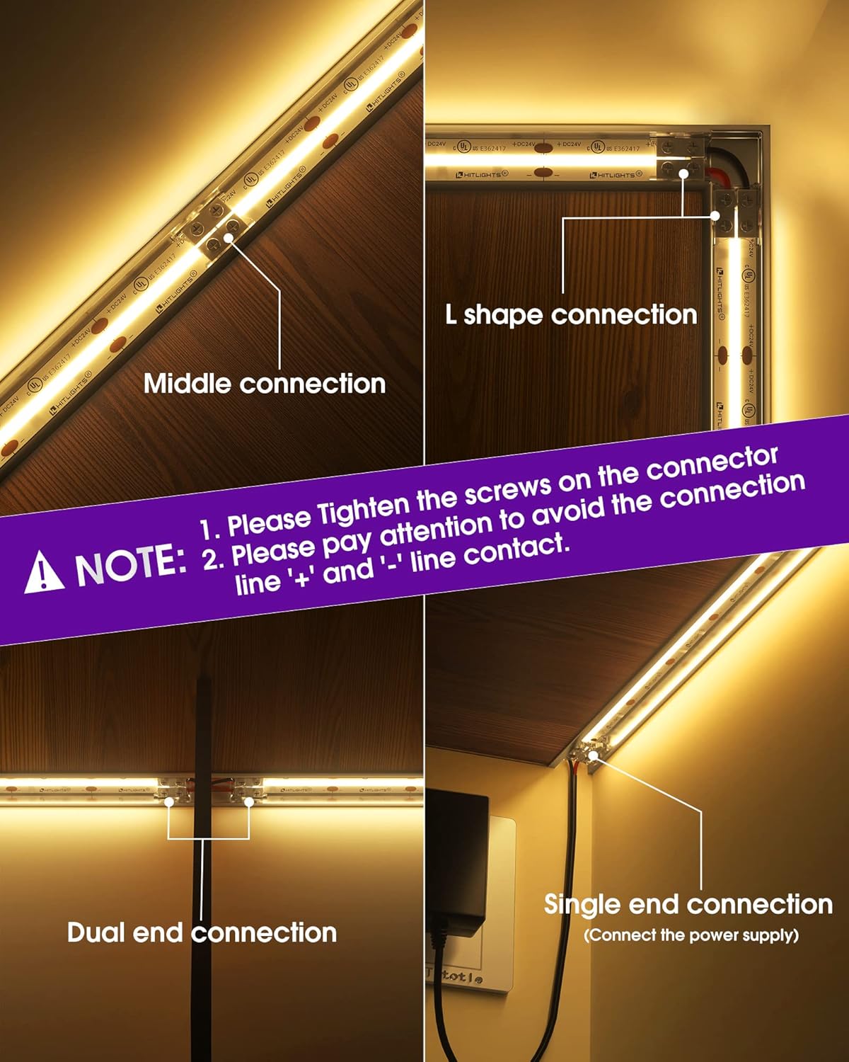 HitLights Kit de tira de luces LED, 24.6 pies, blanco neutro 4000 K, tiras de luz LED con ...