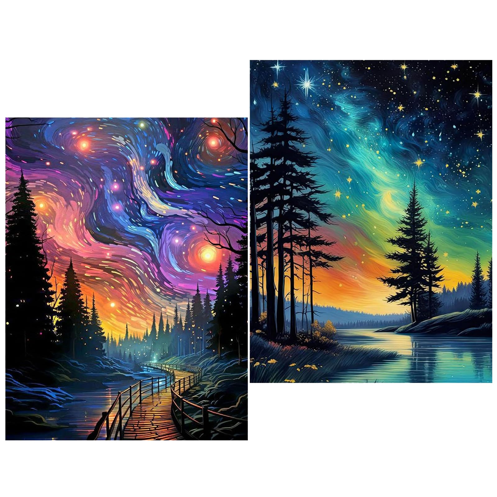 Amazon.com: 2 Pack Starry Sky Paint by Numbers for Adults-Starry Night ...