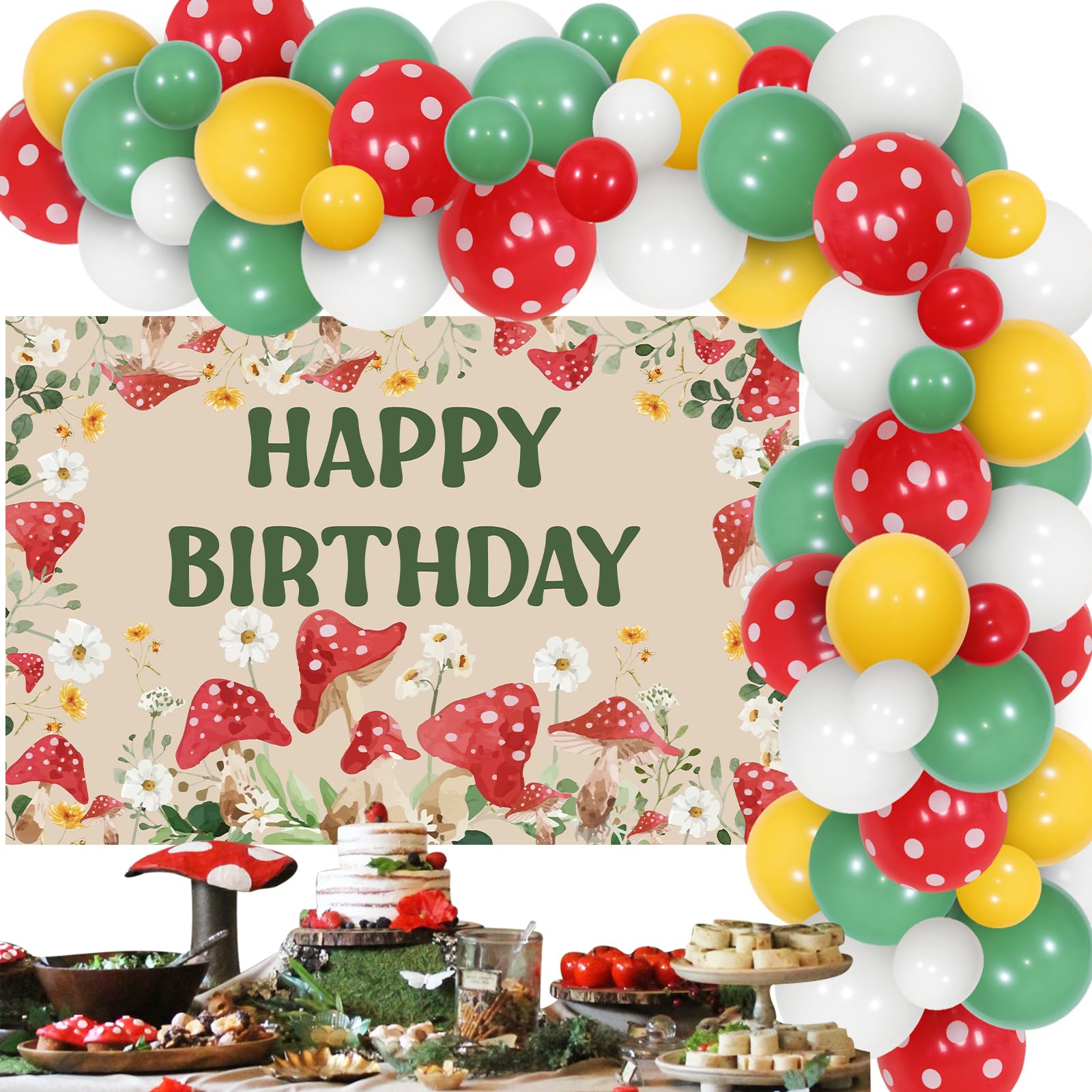 Amazon.com: Mushroom Birthday Party Decorations Red Mushroom Birthday ...