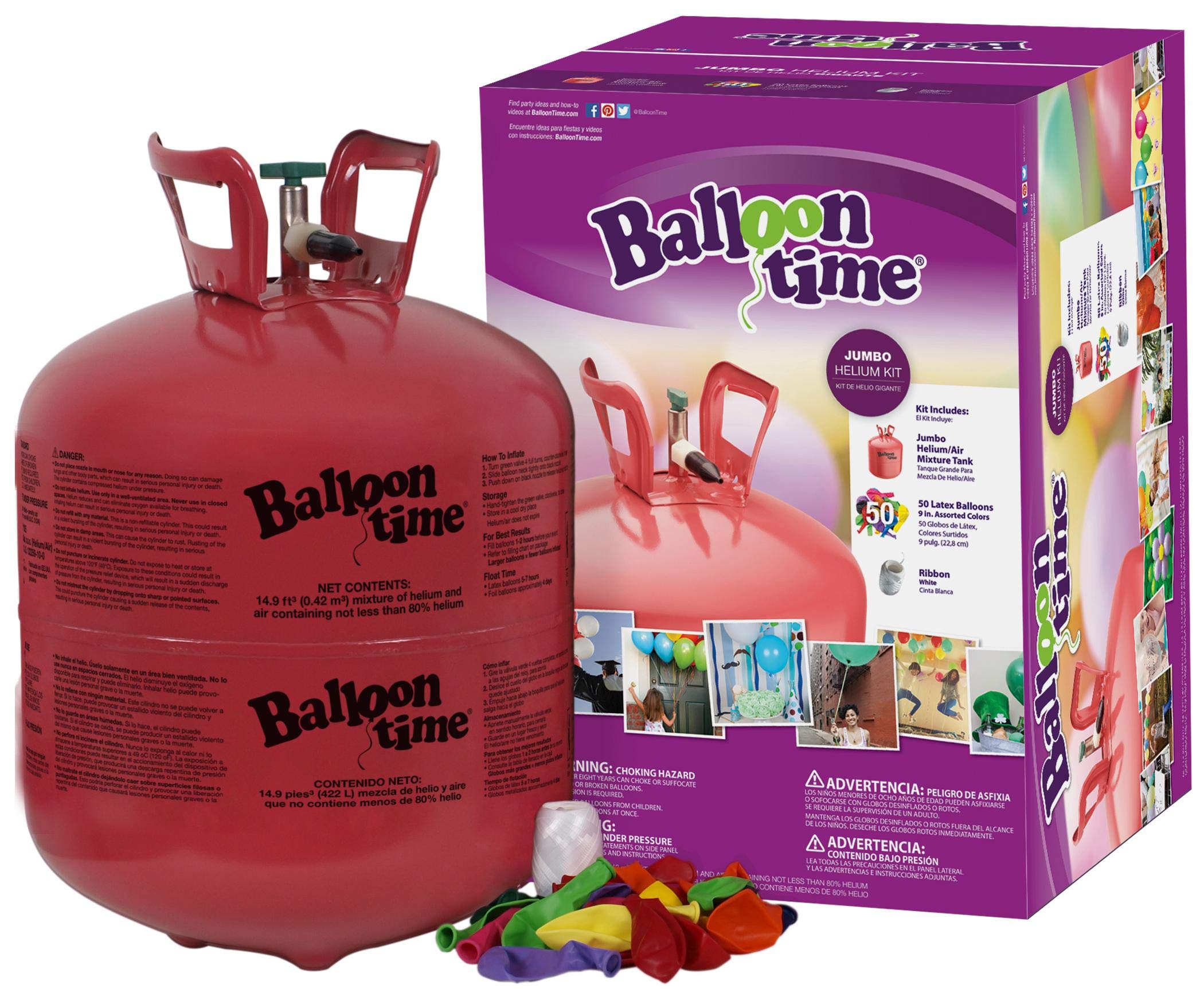 Balloon Time Complete Kit With Jumbo Helium Tank 50 Assorted ...