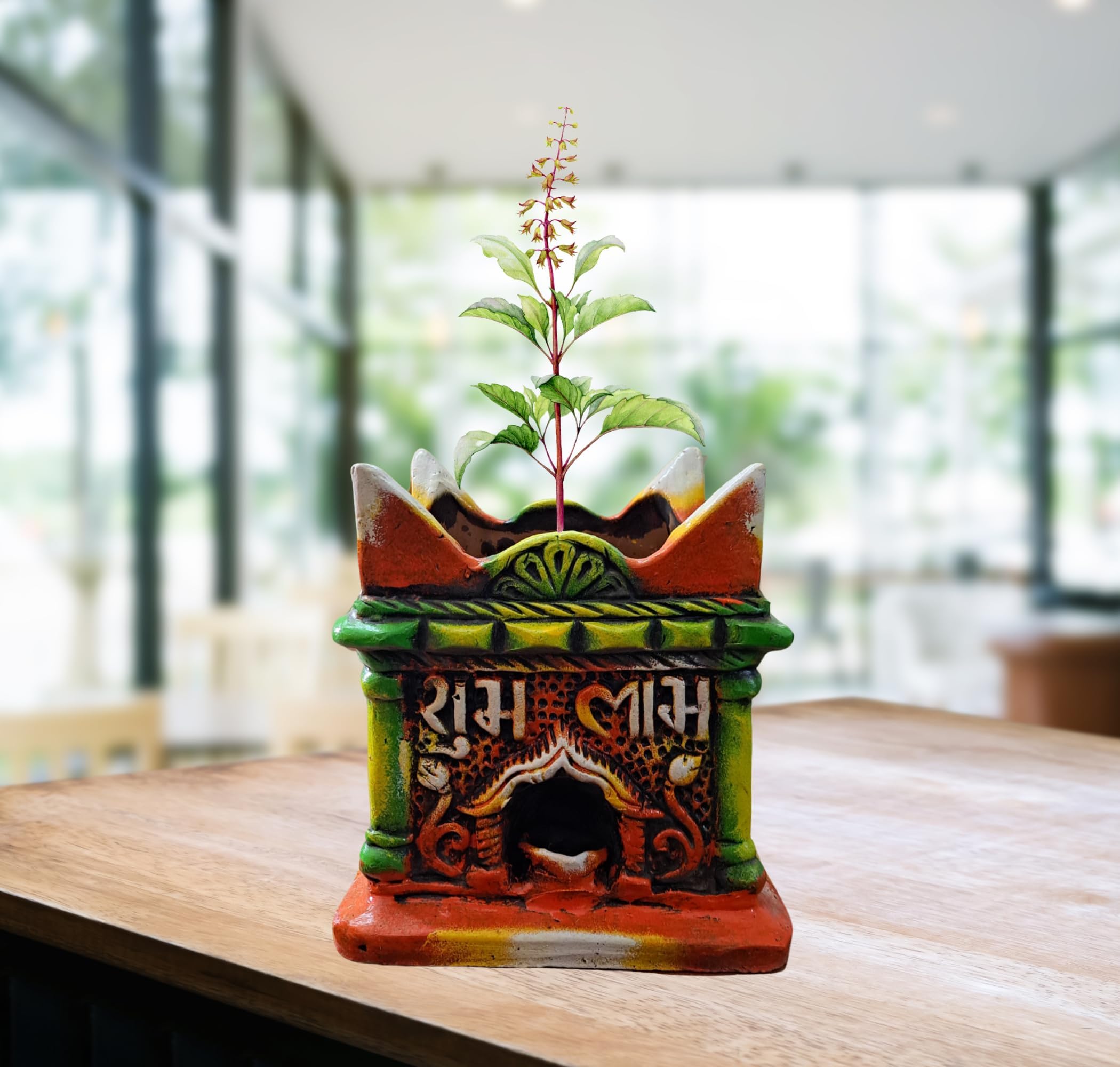 Niyara Multicolor Tulsi Ceramic Pot Medium Sized for Indoor, Outdoor ...