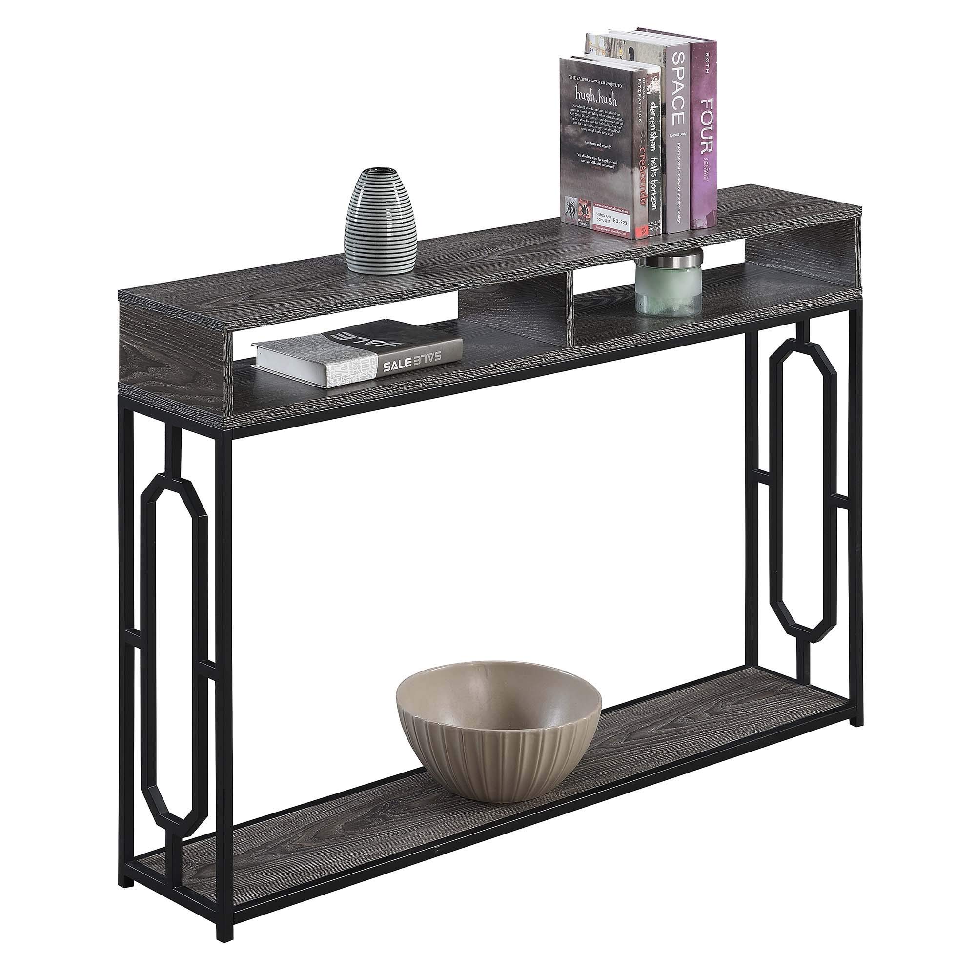 Convenience Concepts Omega Deluxe 2-Tier Console Table, Weathered Gray ...