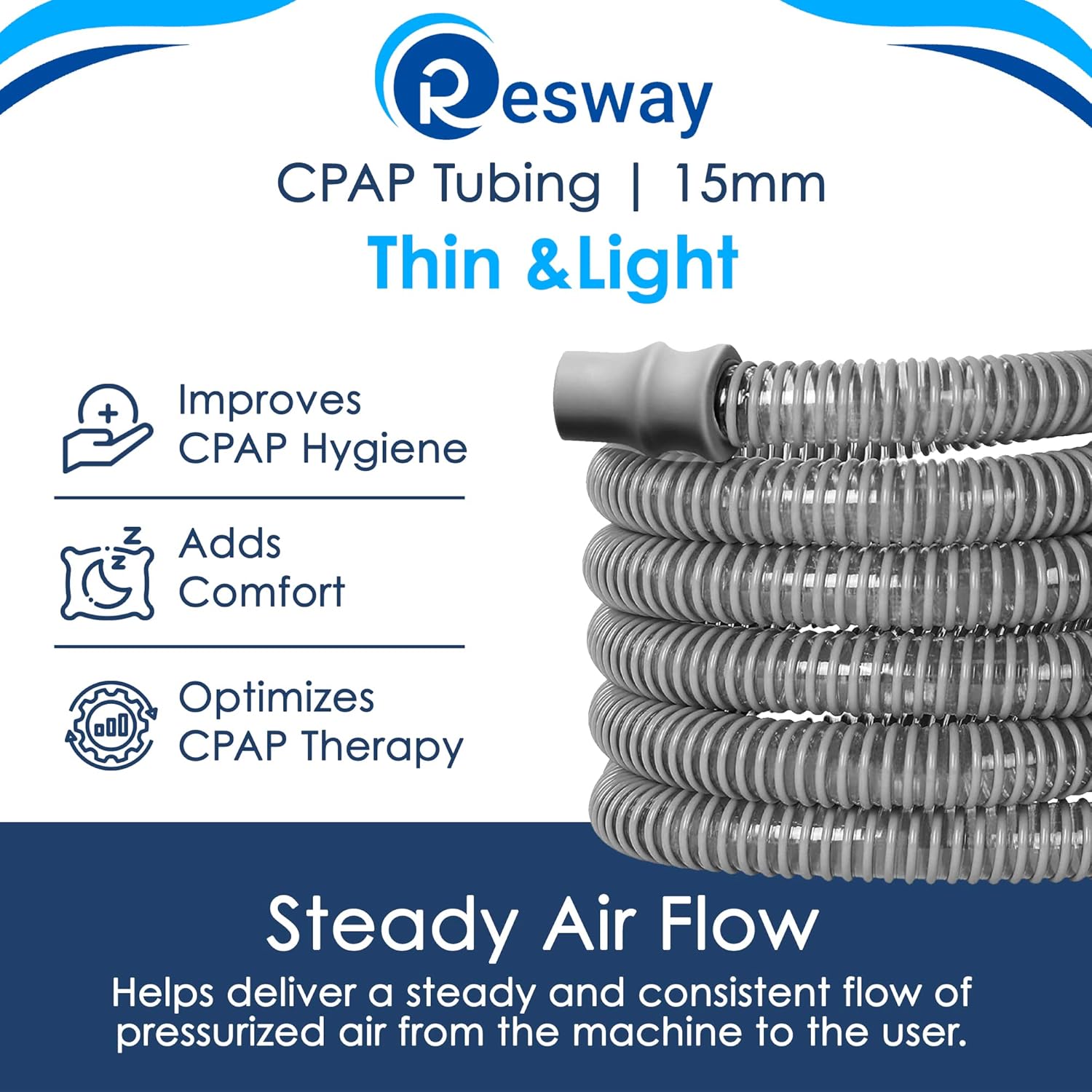 Resway Tubo CPAP Negro 0.591 in de diámetro Manguera universal CPAP ...