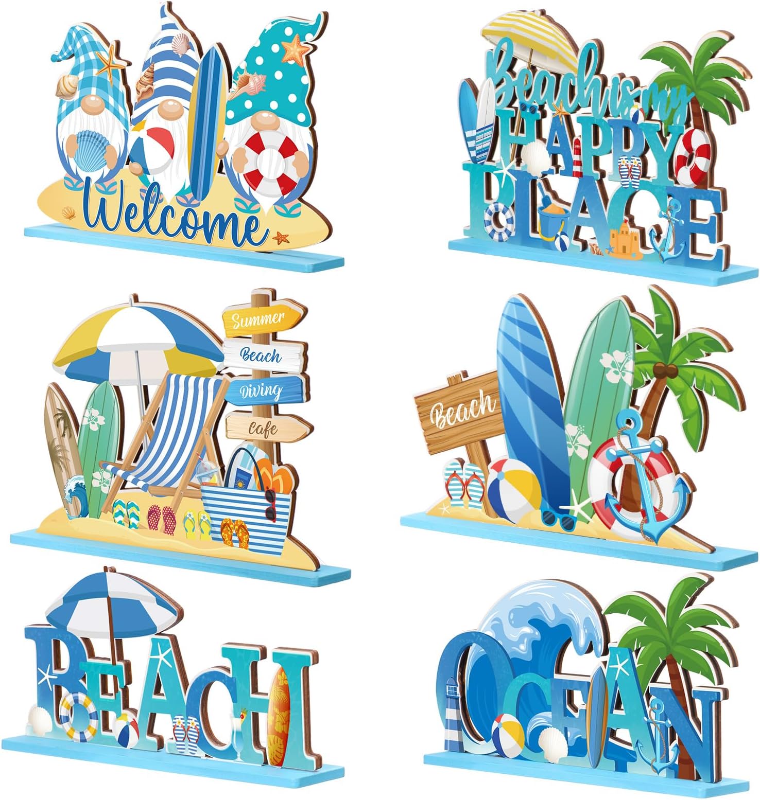Amazon.com: 8 Pieces Surfboard Table Decorations Surfboard Beach Signs ...