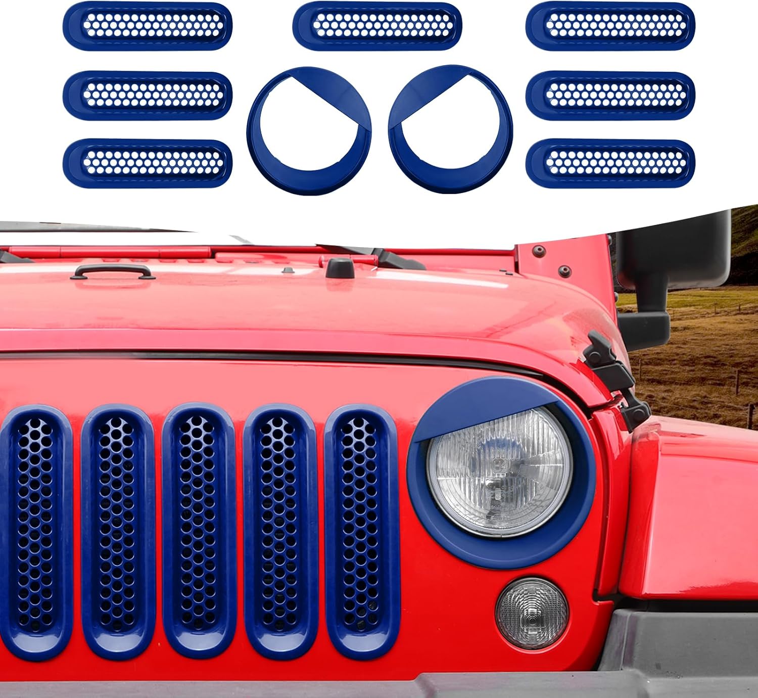 Amazon.com: SQQP Mesh Grille Grill Insert+Angry Bird Style Headlight ...