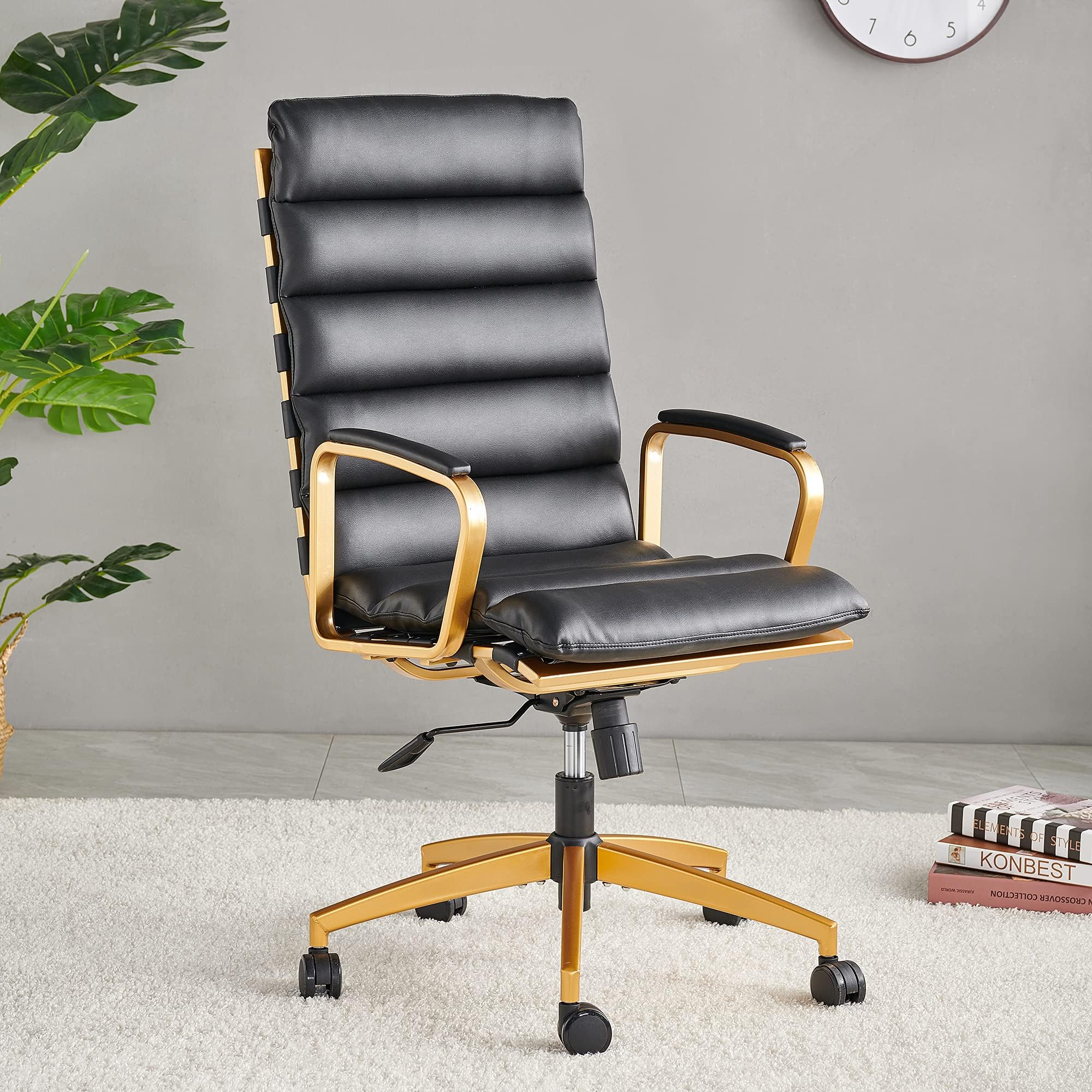 Amazon.com: CAROCC Gold Office Chair Modern White and Gold Desk Chair ...