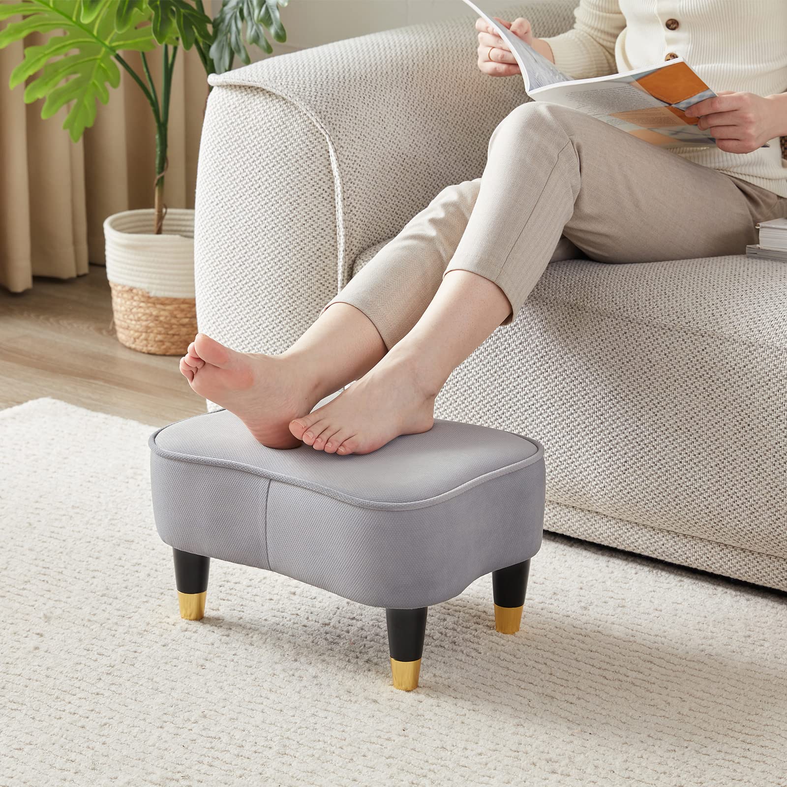 Soohow Foot Stool Small Ottoman Foot Rest, Velvet Foot Stools Pouf ...