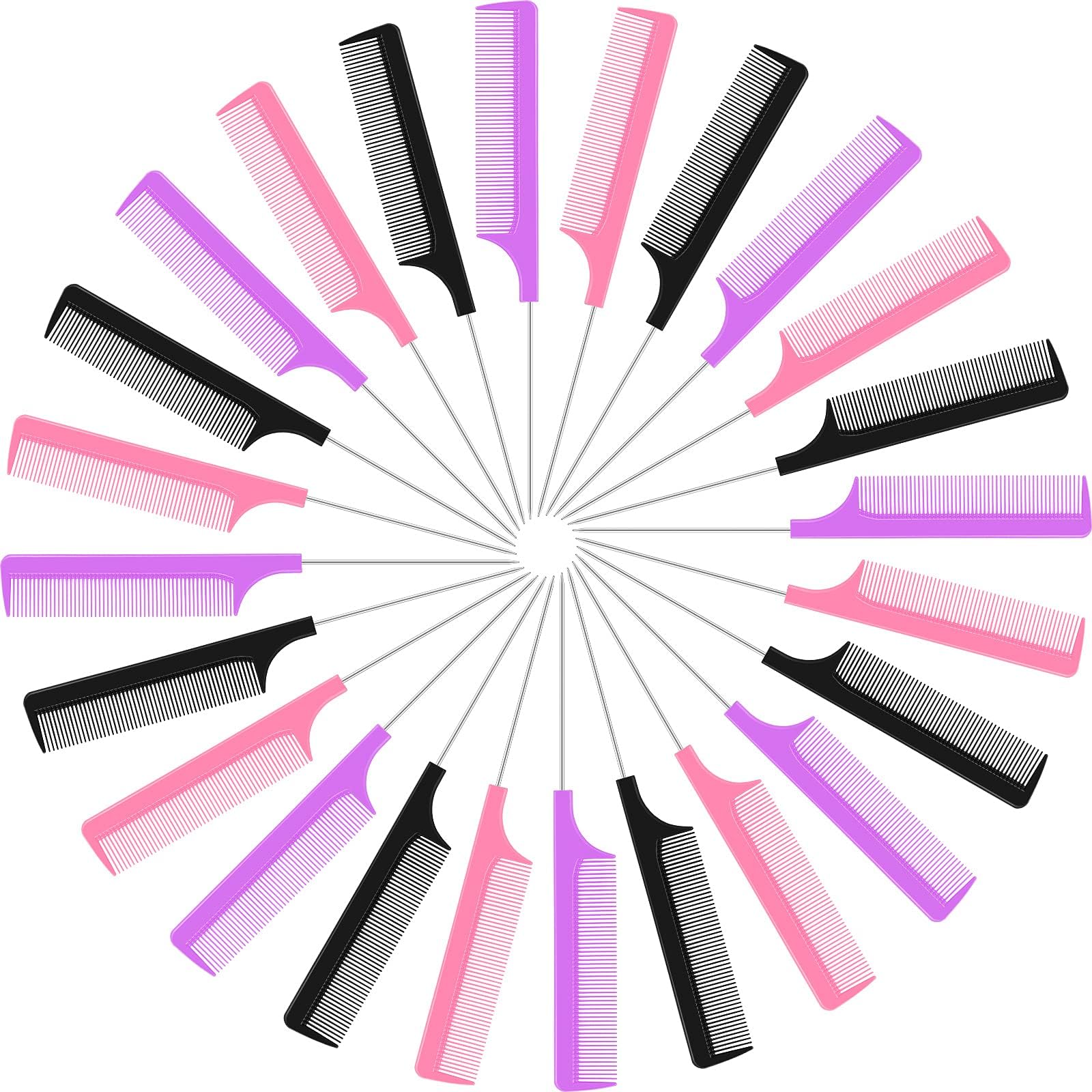 Amazon.com : 16 Pieces Rat Tail Comb Steel Pin Rat Tail Steel Fiber ...