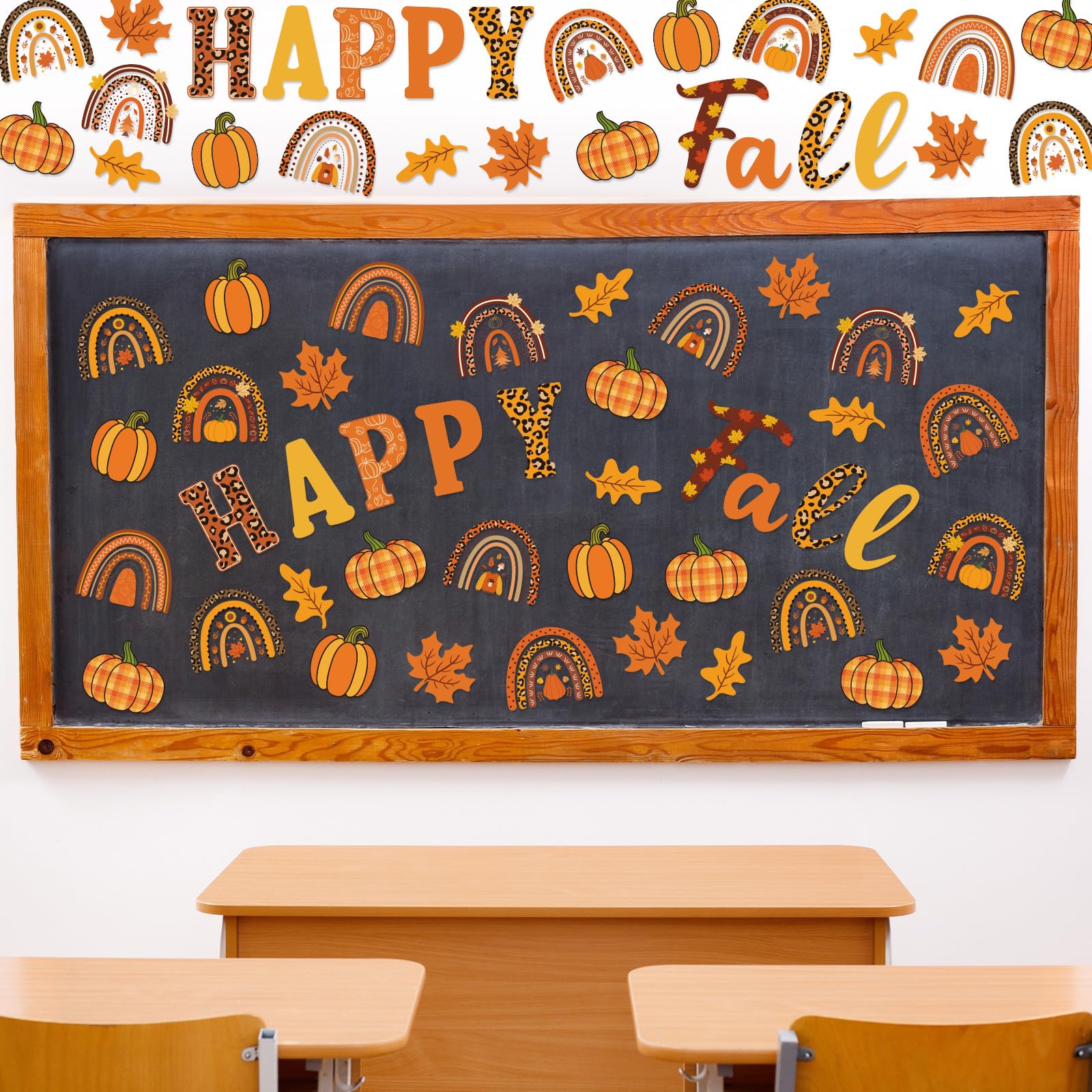 Amazon.com: AnyDesign 52Pcs Boho Happy Fall Cutouts Rainbow Pumpkin ...