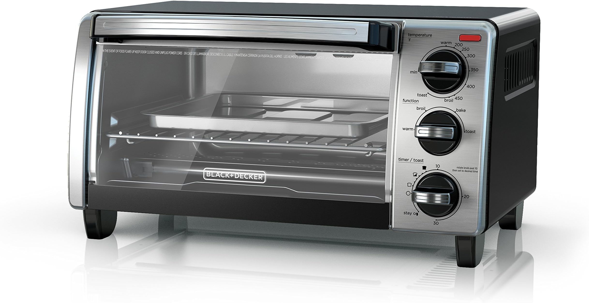 Amazon.com: BLACK+DECKER TO1750SB 4-Slice Toaster Oven with Natural ...