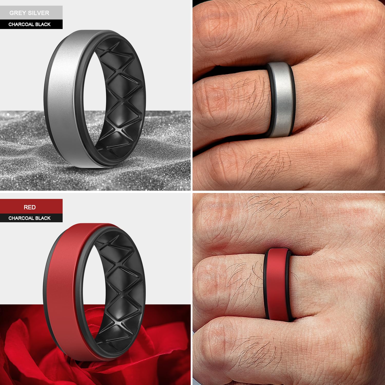 Snapklik.com : Egnaro Silicone Rings For Men 1/4/6 Multipack Of ...