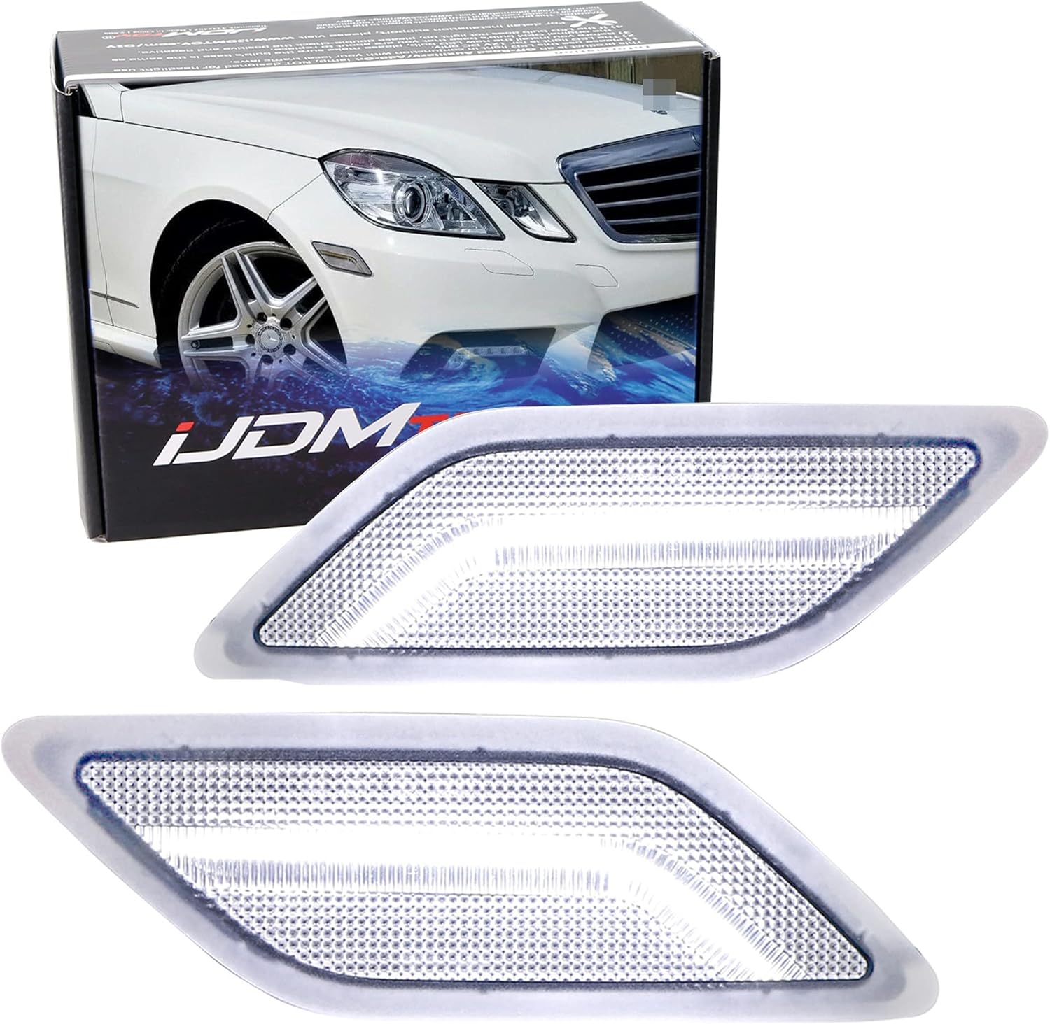 Amazon.com: iJDMTOY Clear Lens White Full LED Strip Front Bumper Side ...