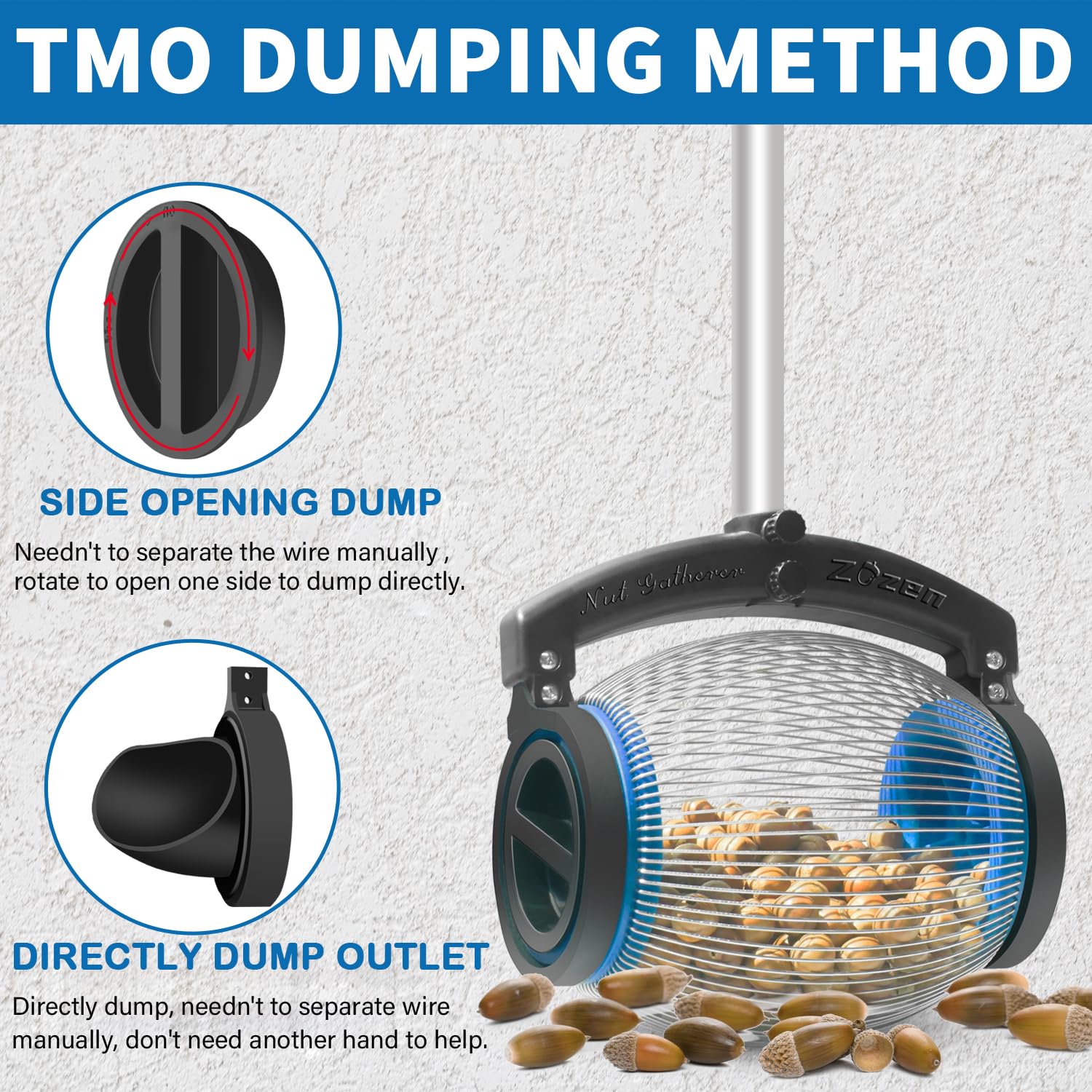Snapklik.com : Zozen Acorn Picker Upper Roller, 2 Dumping Method/Acorn ...