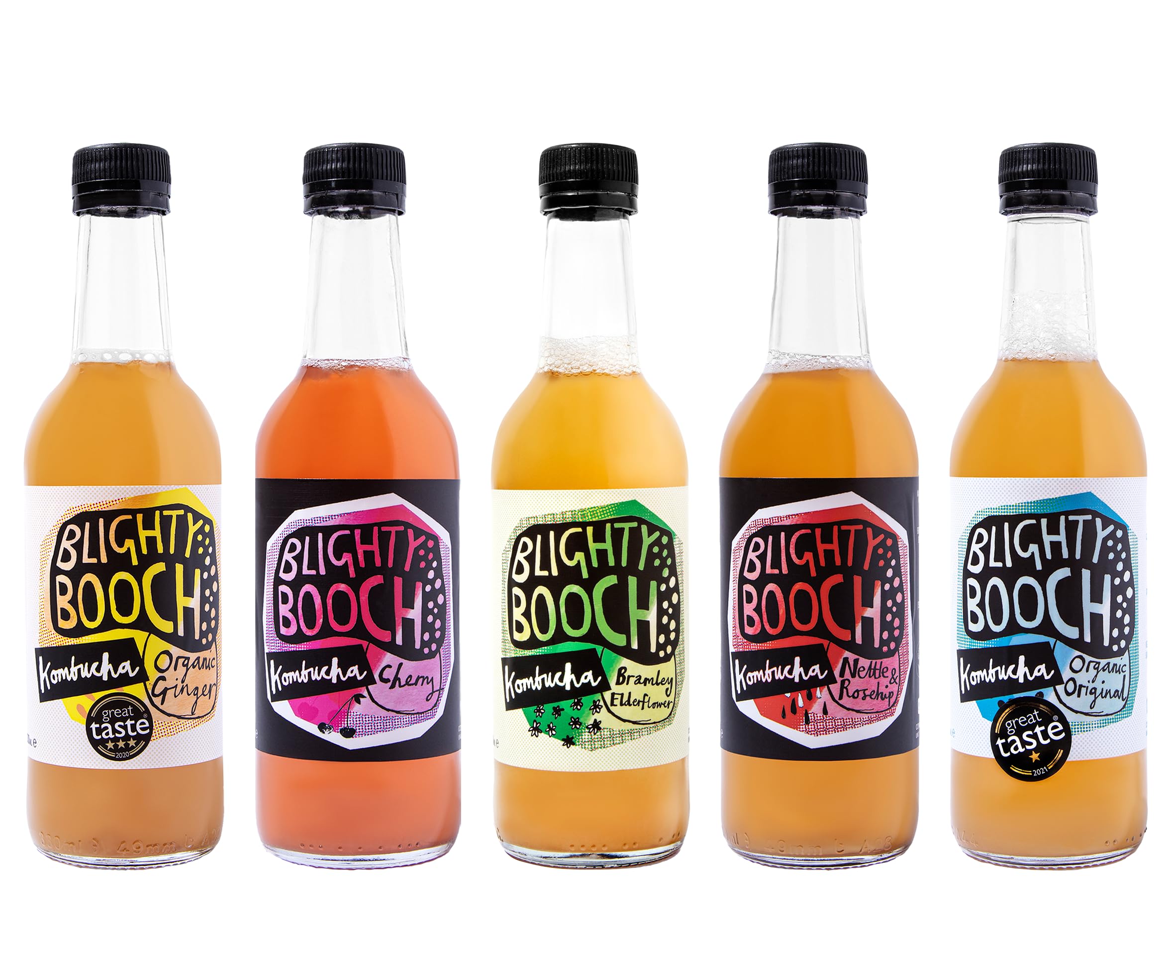 Blighty Booch Kombucha Bottled Tea Drink - Mix Case - Ginger - Original ...