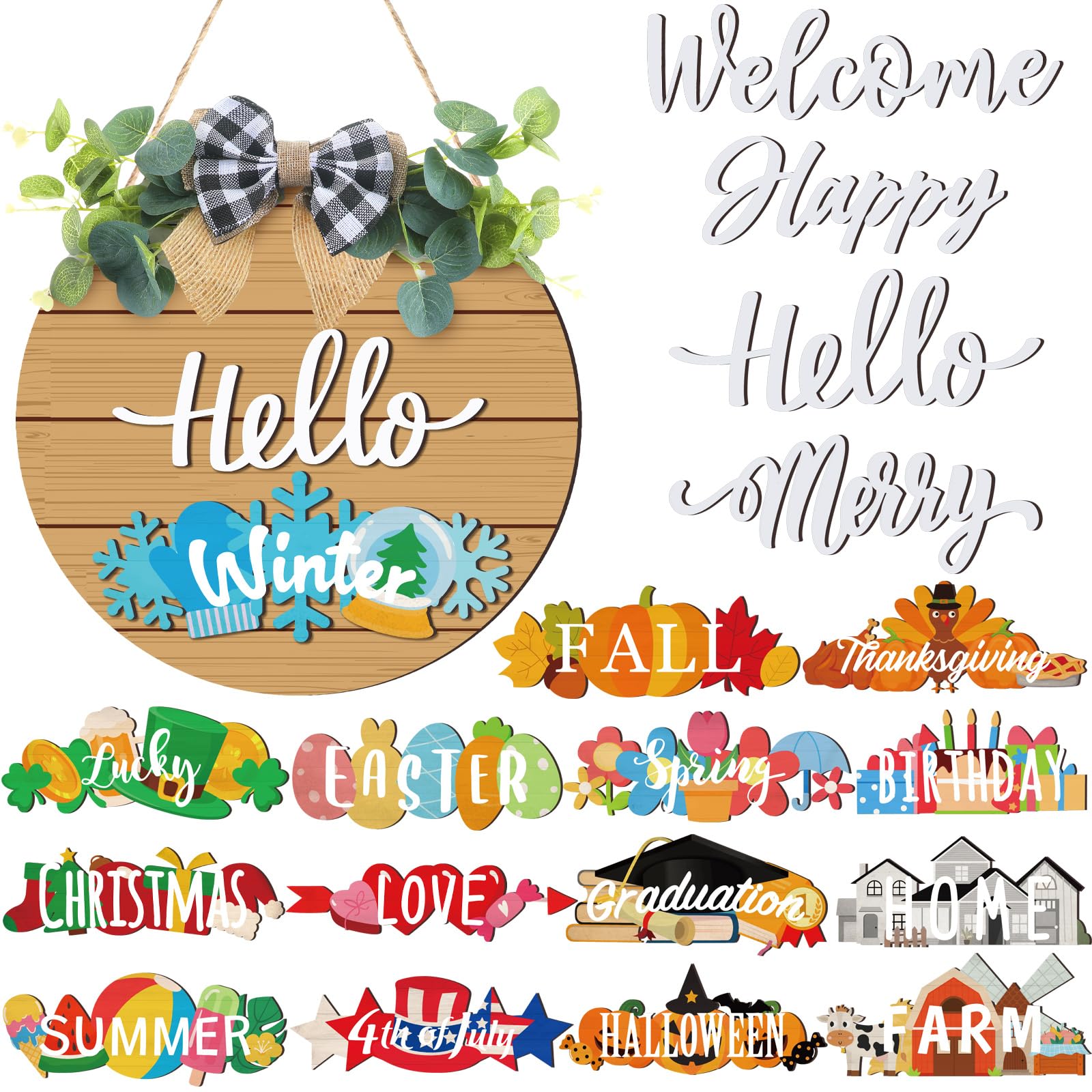 Amazon.com: Burbell 20 Pcs Interchangeable Welcome Sign Valentine's Day ...