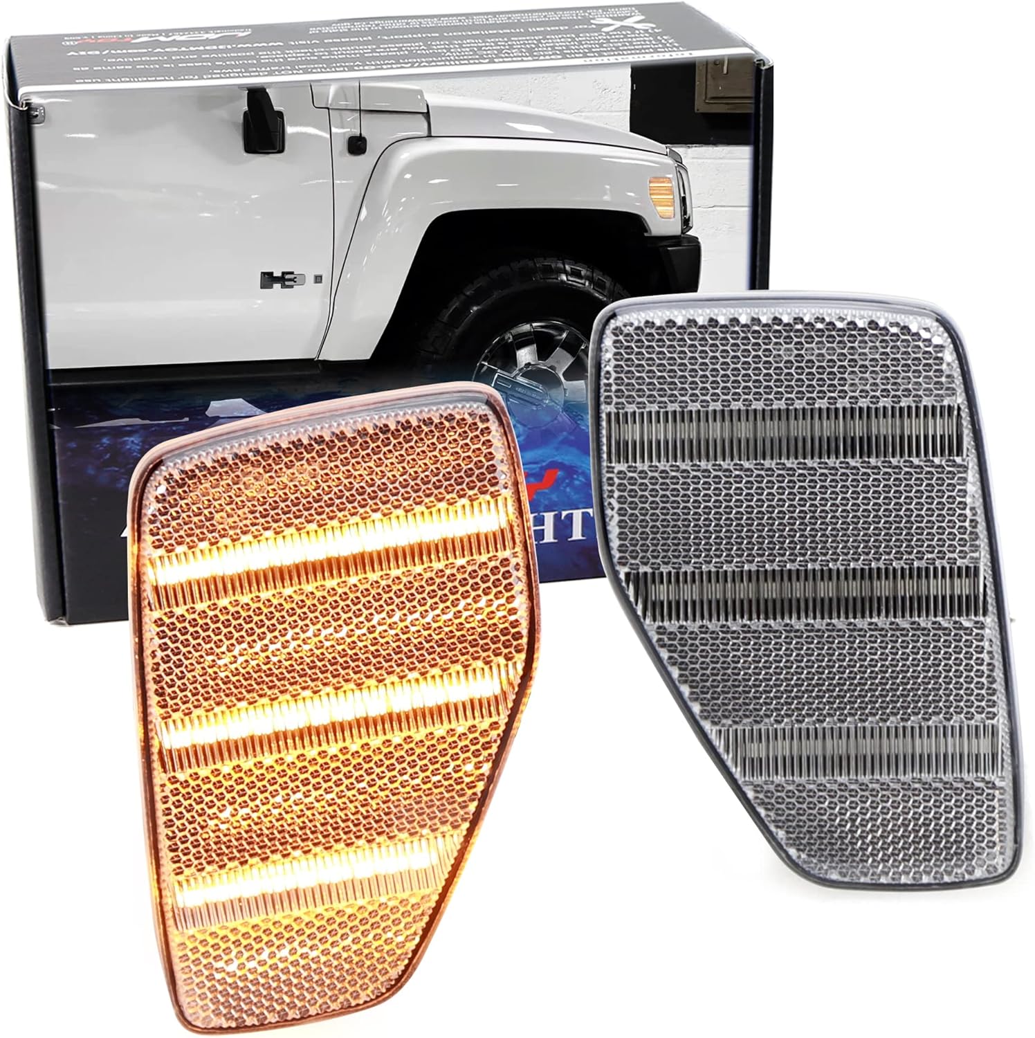 Amazon.com: iJDMTOY Clear Lens Amber Triple-Row LED Strip Front Fender ...