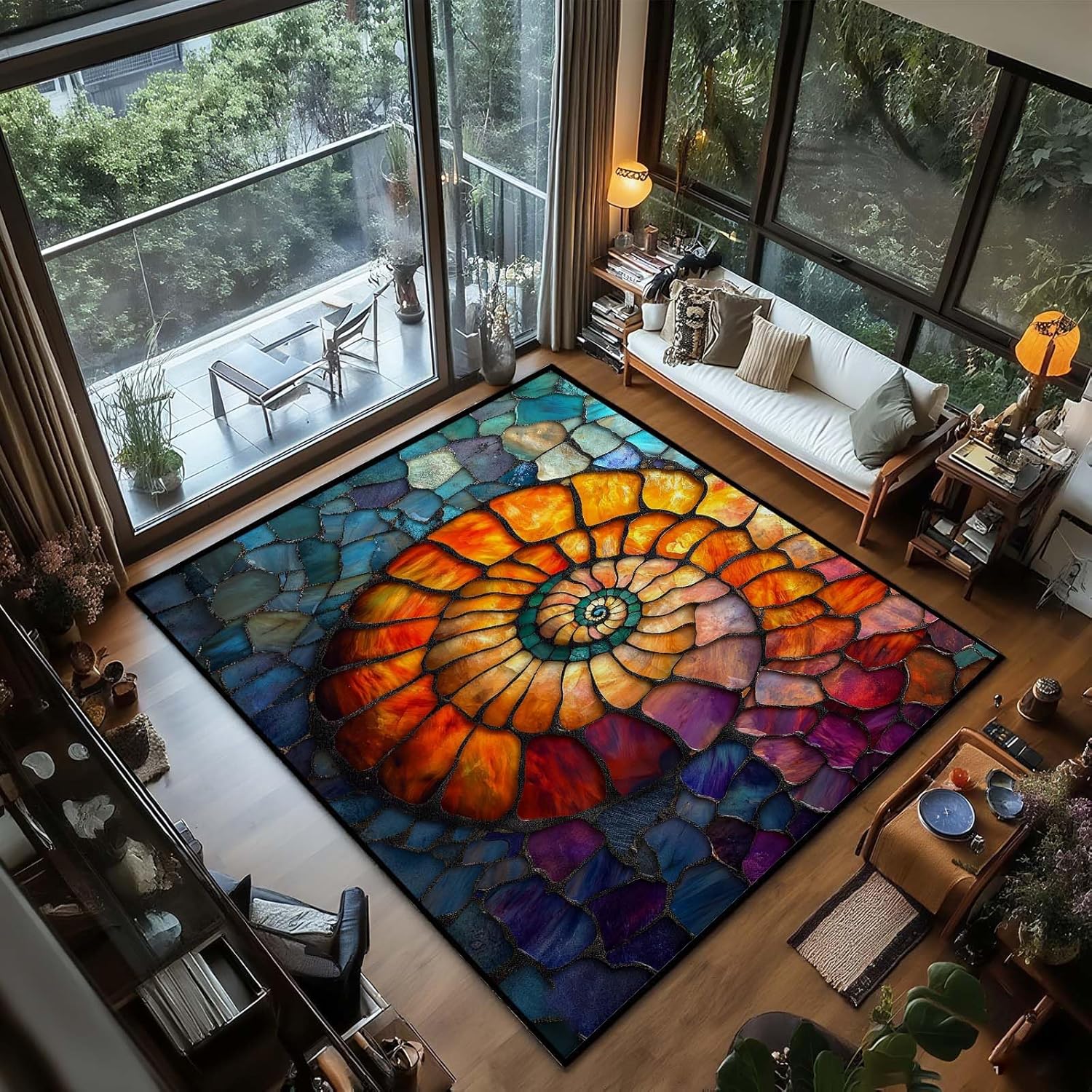 Amazon.com: Nautilus Shell Spiral Non Slip Area Rug, Abstract Fractal ...
