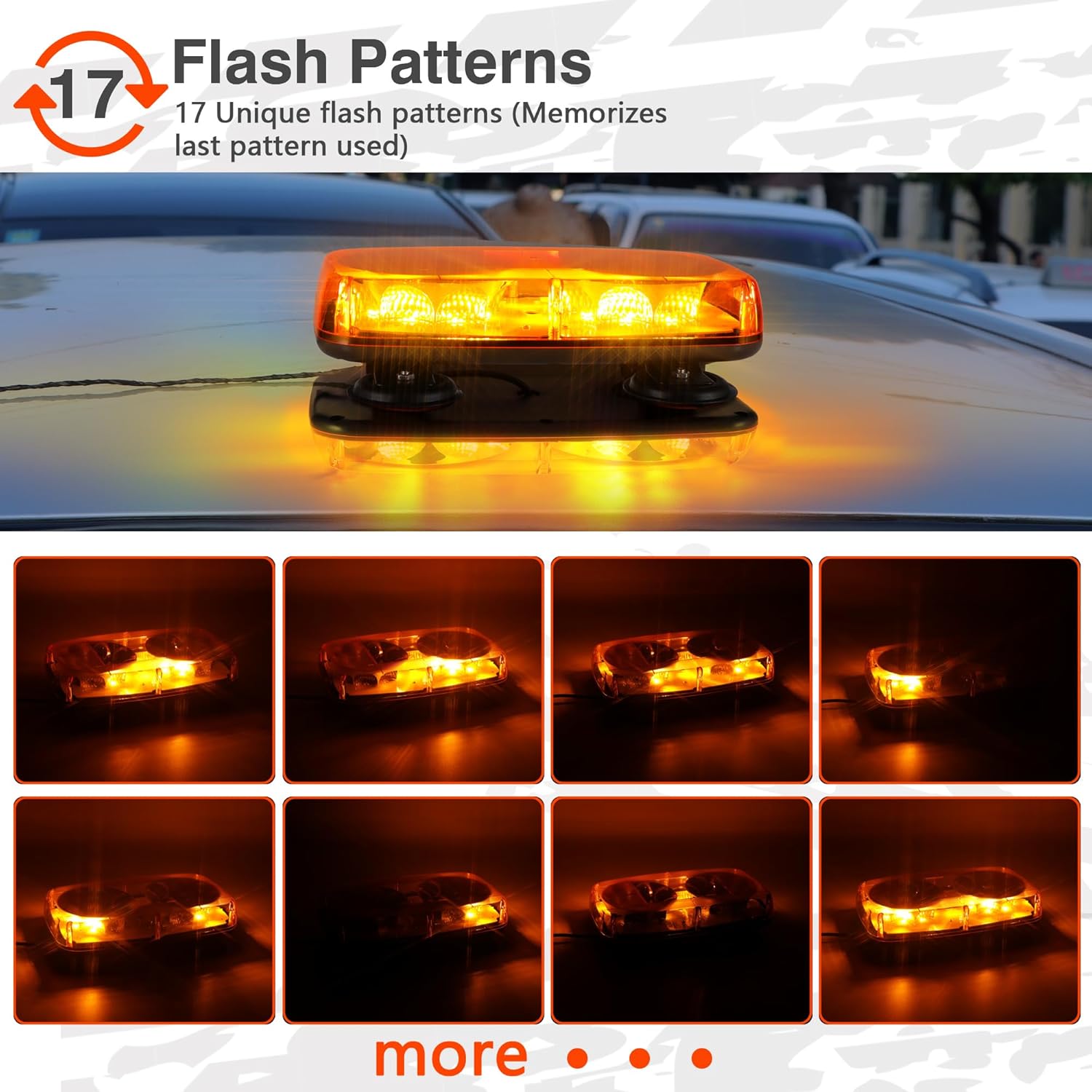 Luces estroboscópicas LED de emergencia en el techo, 12V-24V ámbar 48 ...