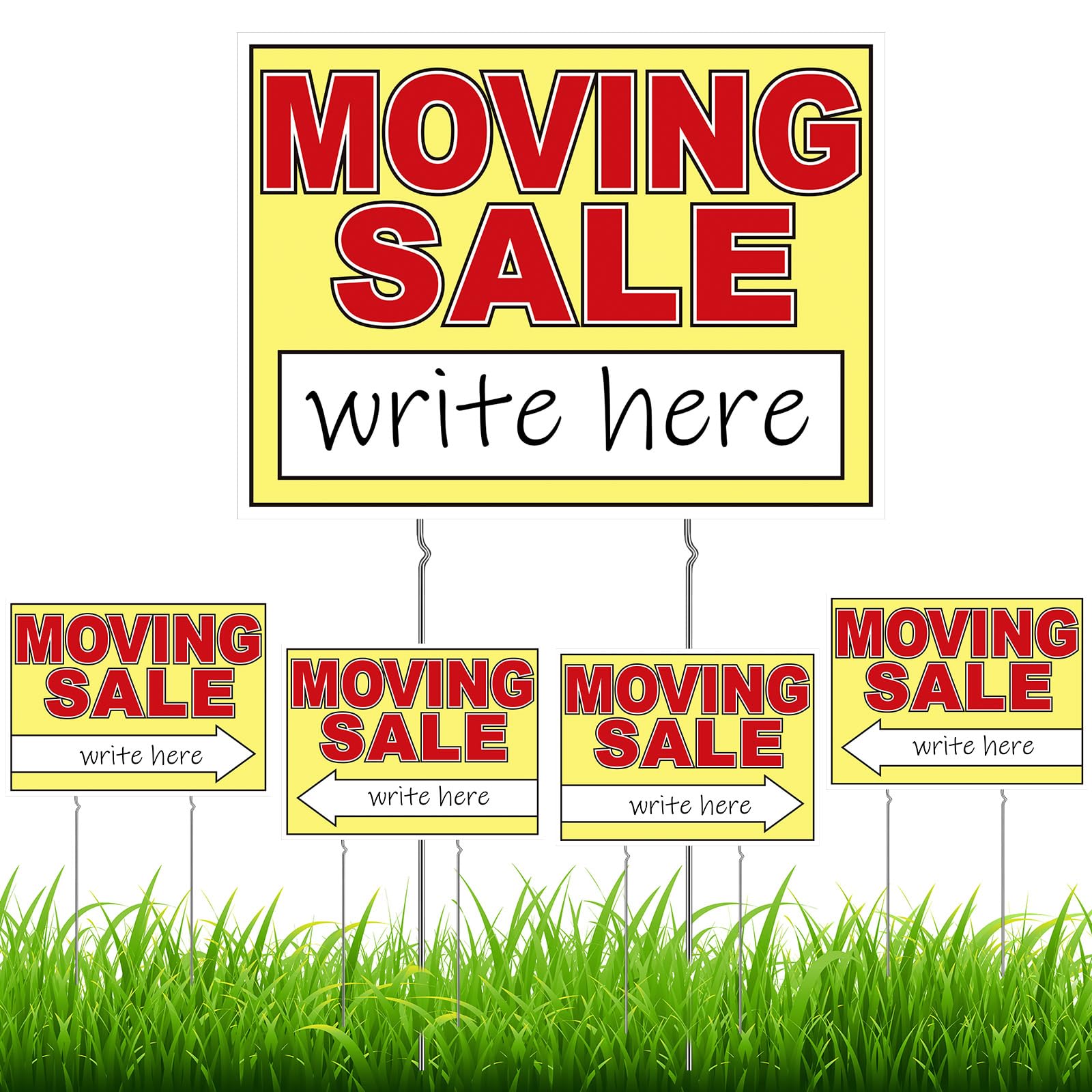 Amazon.com : Drydiet 5 Pcs Double Sided Moving Yard Sale Signs 12 x 16 ...