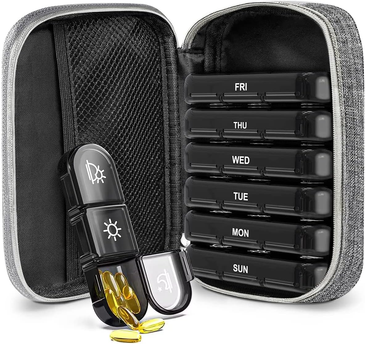 Amazon.com: Pill Organiser 7 Day 3 Times,Travel Pill Organiser, Weekly ...