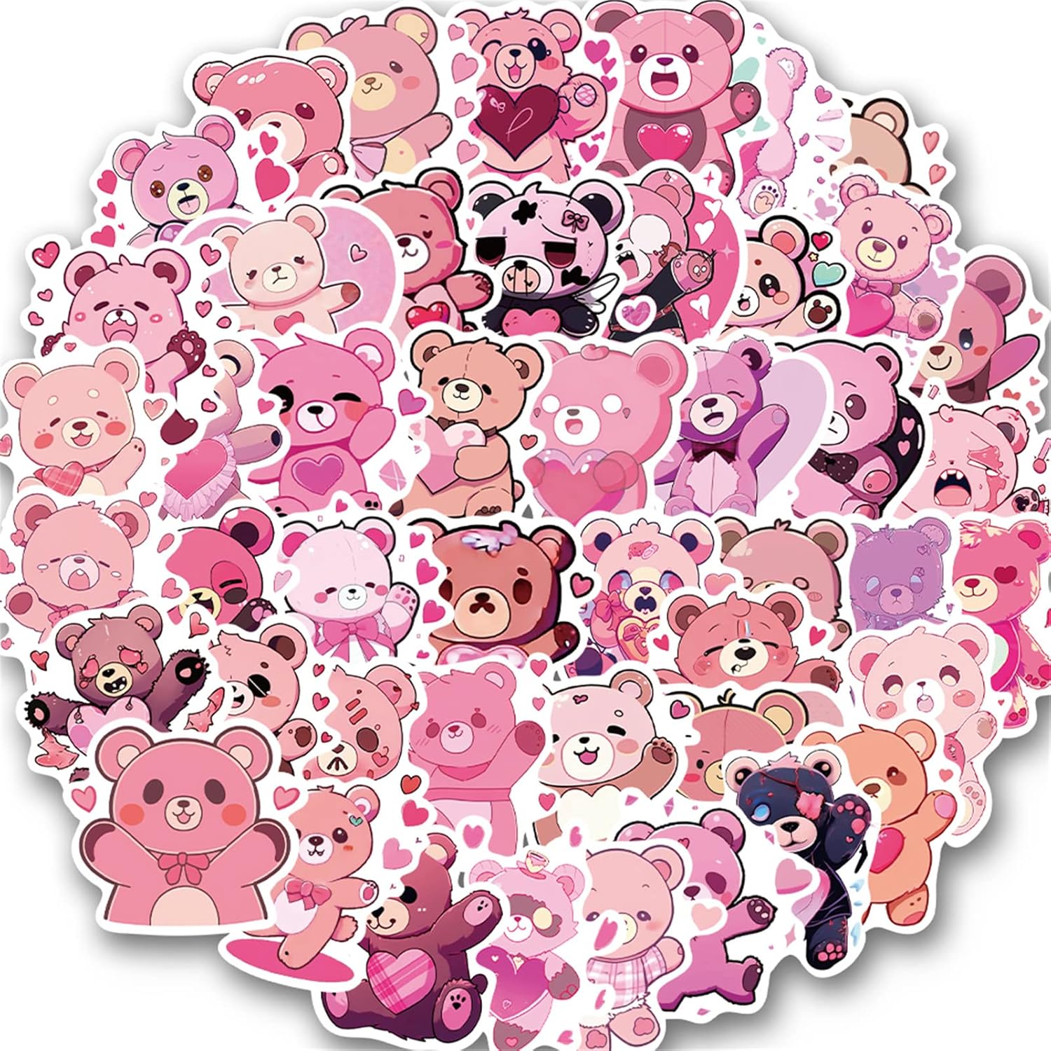 Amazon.com: 50 Pcs Kawaii Pink Little Bear Stickers Pack for Boys and ...