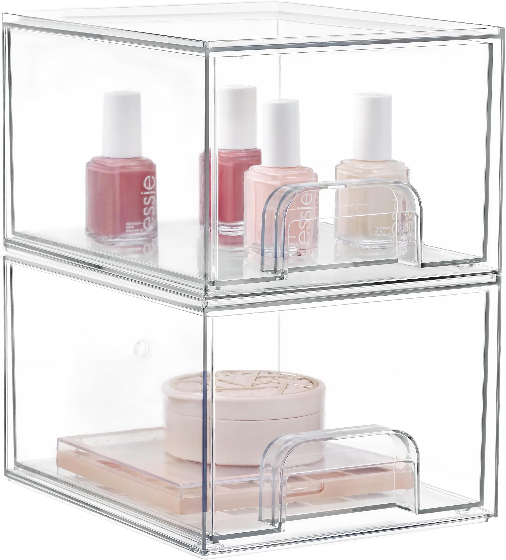 Amazon.com: FBOTML 3Pack Striped Stackable Makeup Organizer, Clear ...